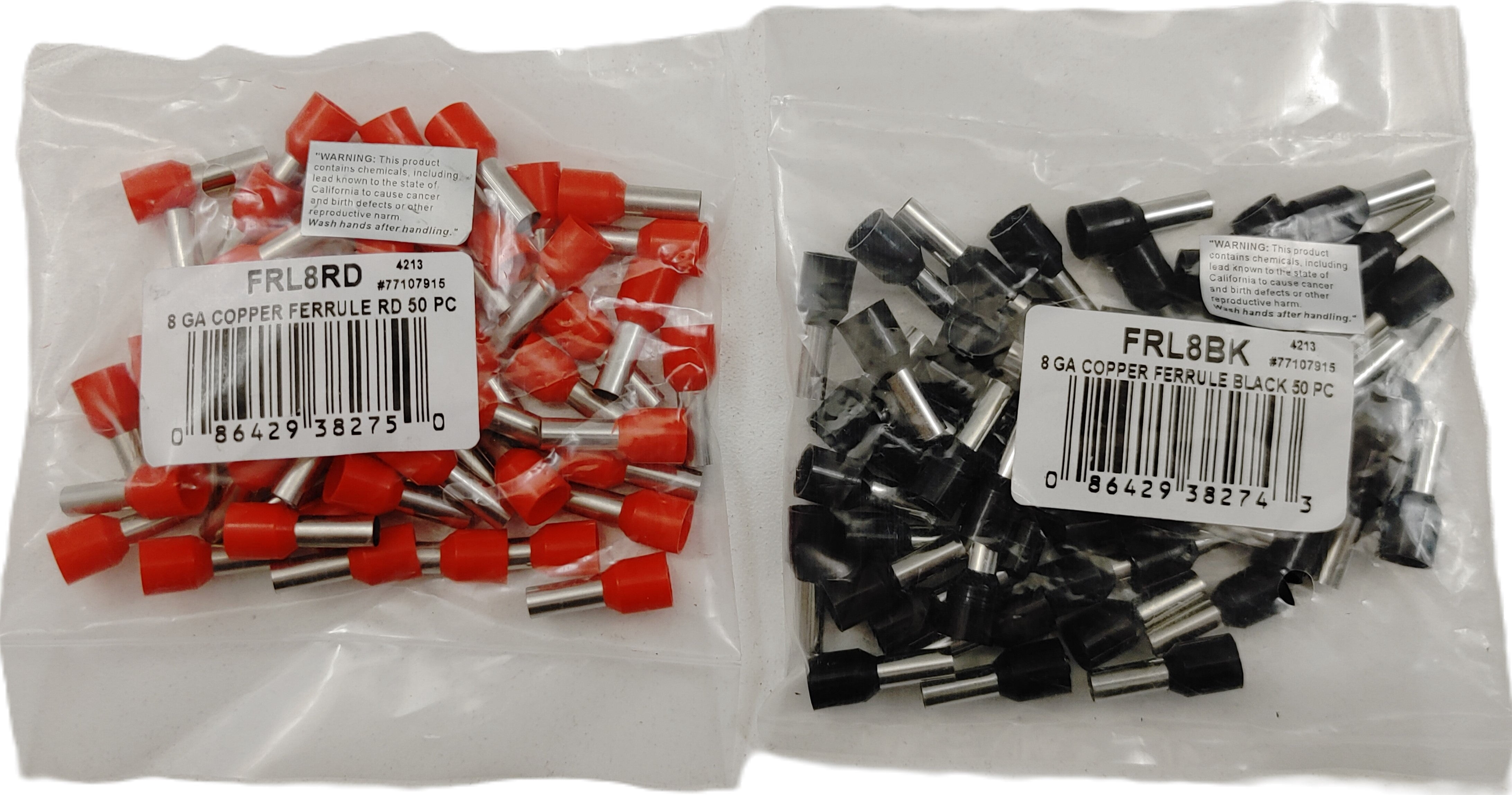 The Install Bay FRL8 Black and RED Barrel 8 AWG Copper Ferrules - 50 ...