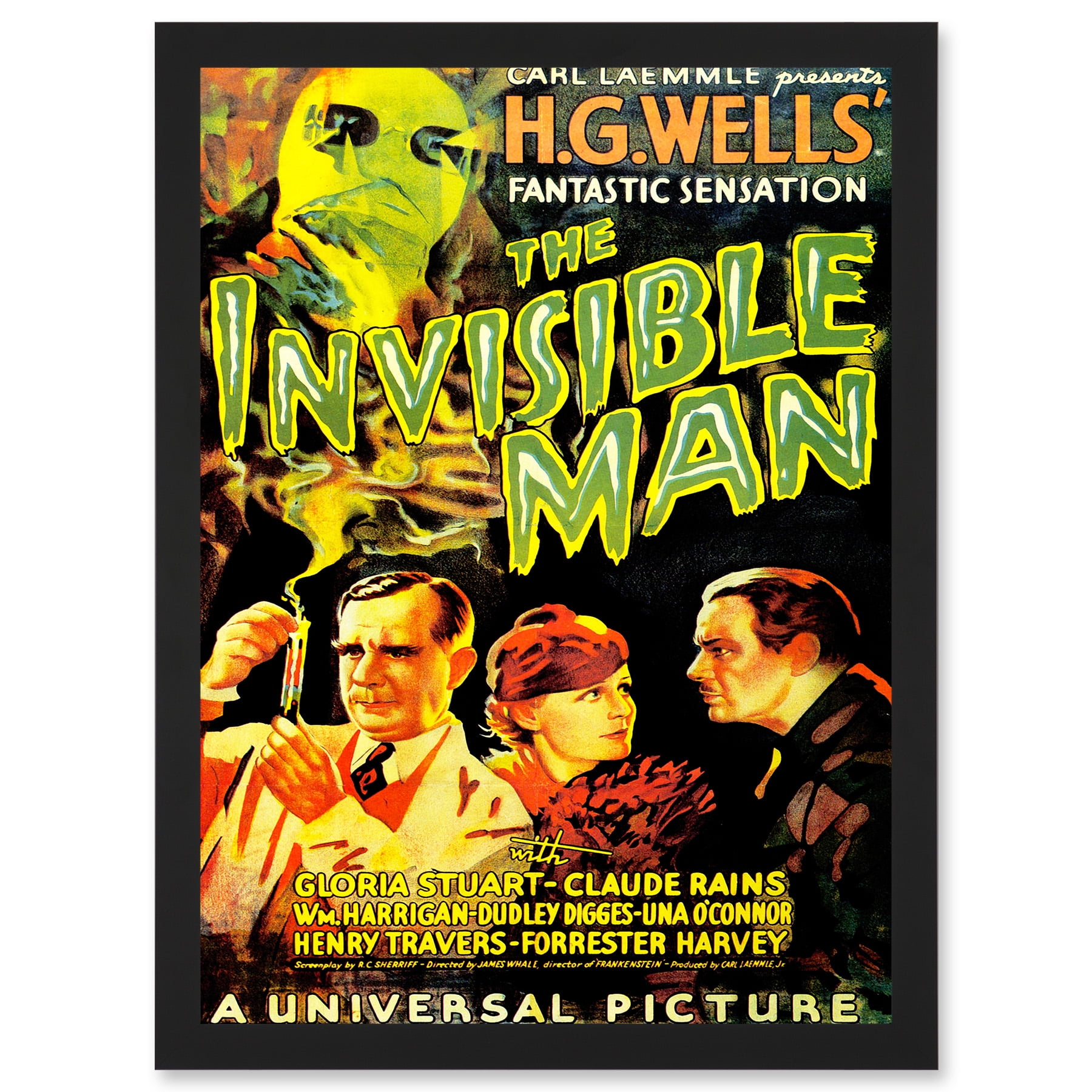 The Invisible Man Hg Wells Classic Horror Sci Fi USA A4 Artwork Framed ...