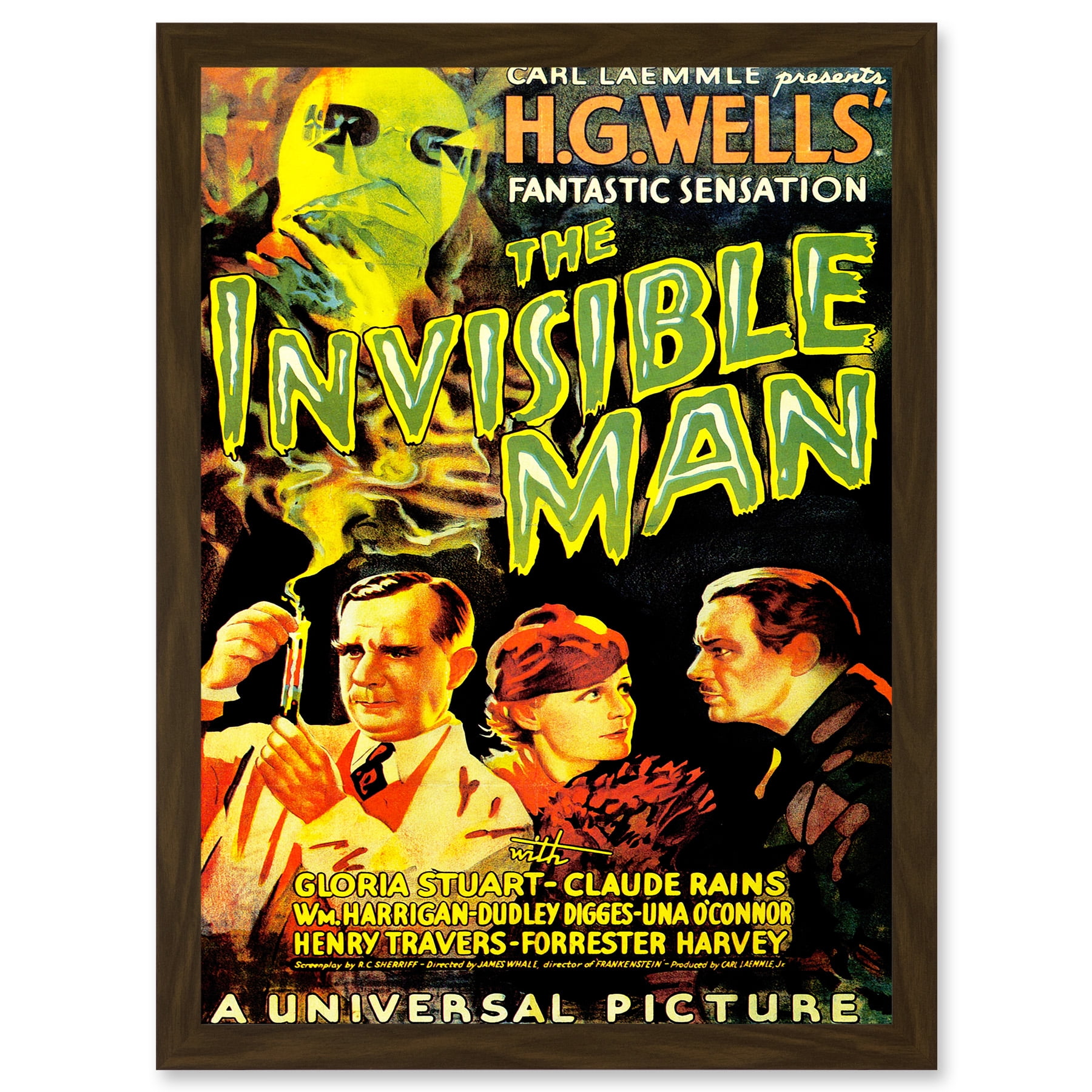 The Invisible Man Hg Wells Classic Horror Sci Fi USA A4 Artwork Framed ...