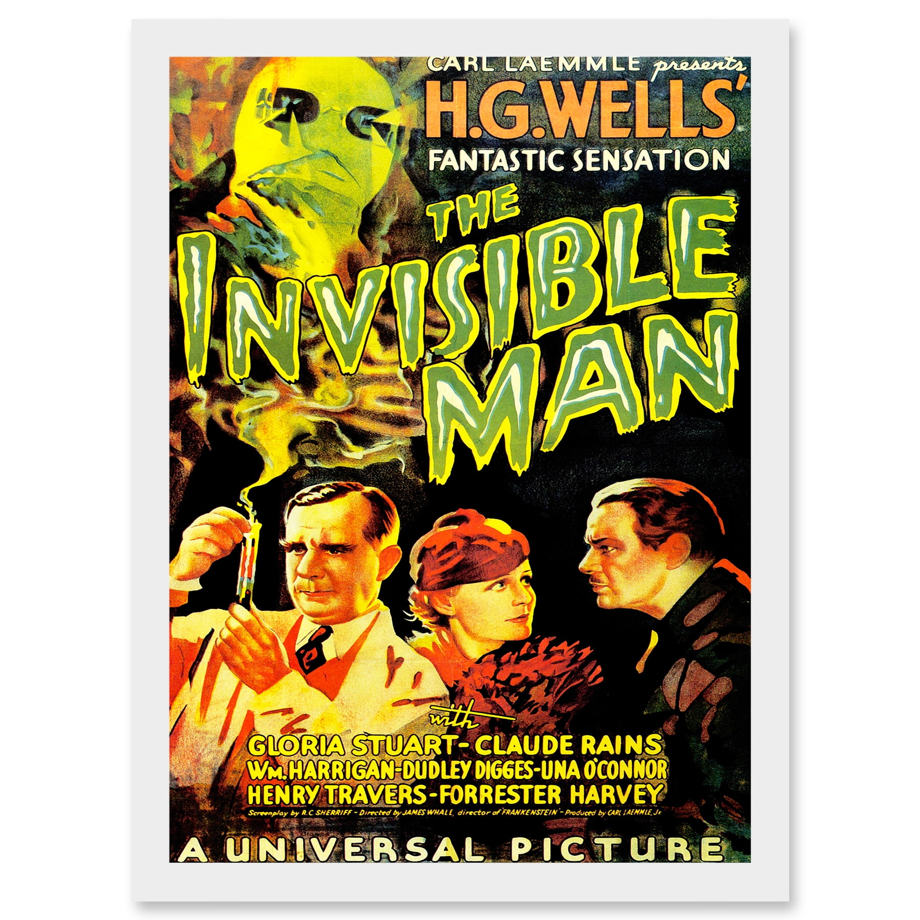 The Invisible Man Hg Wells Classic Horror Sci Fi USA A4 Artwork Framed ...