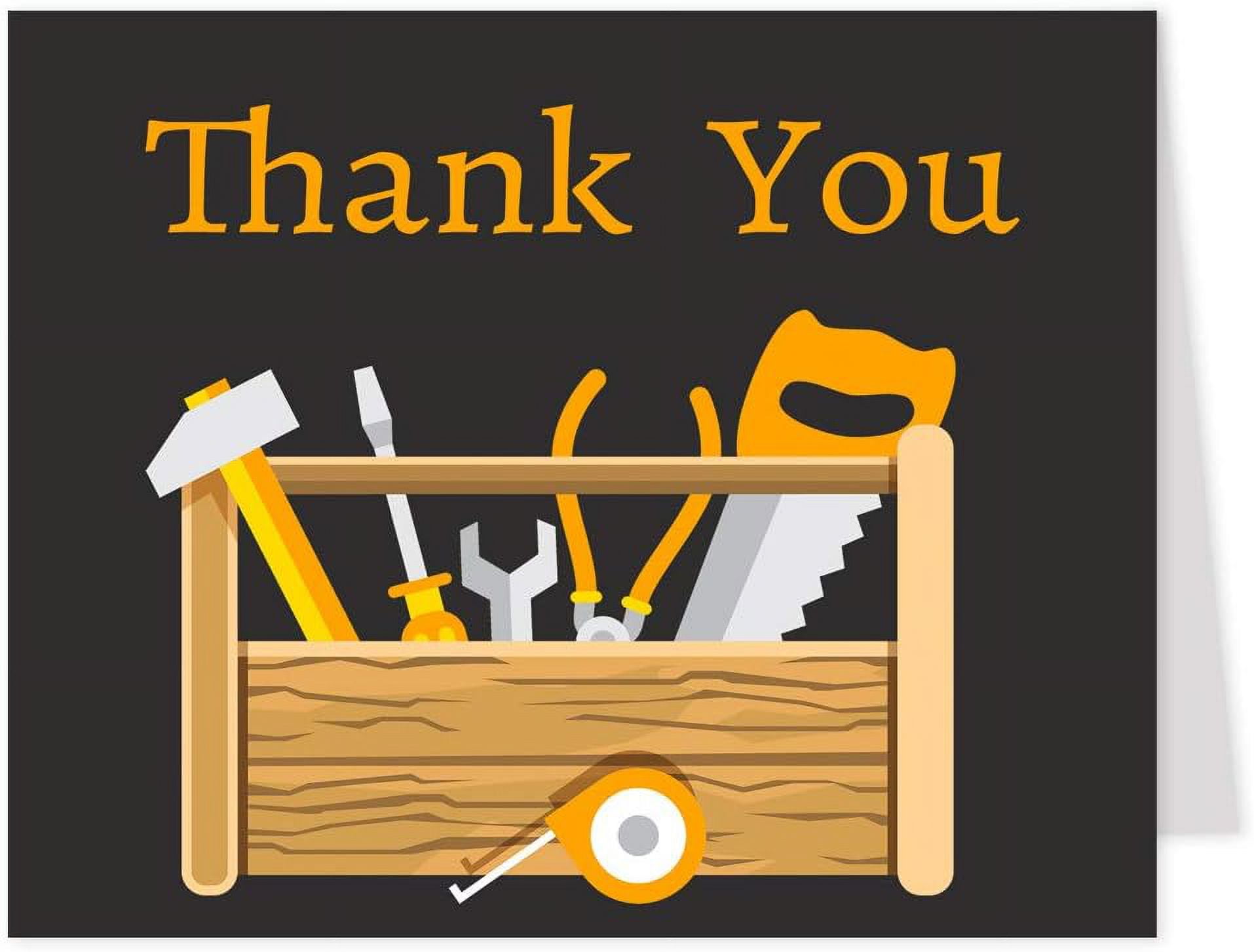 The Invite Lady Thank You Card Tool Box Dadchelor Contractor Carpenter ...