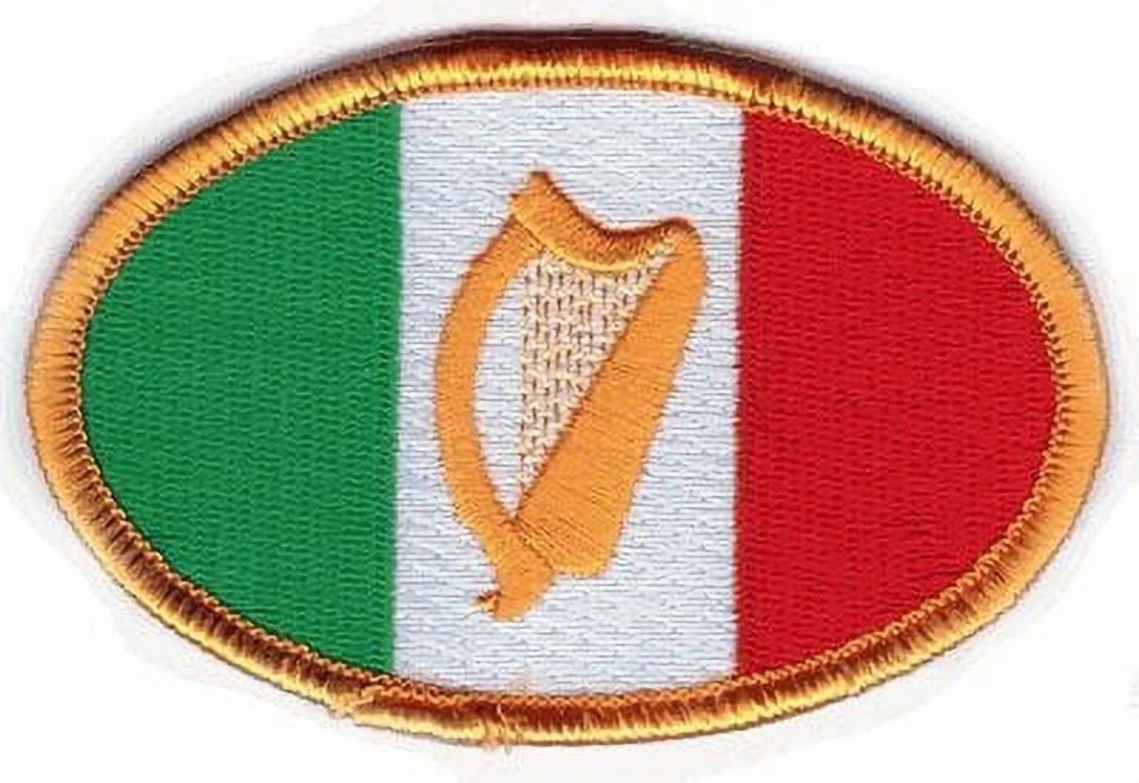 The Irish Flag Oval Harp PATCH, Superior Quality Iron-On / Saw-On ...