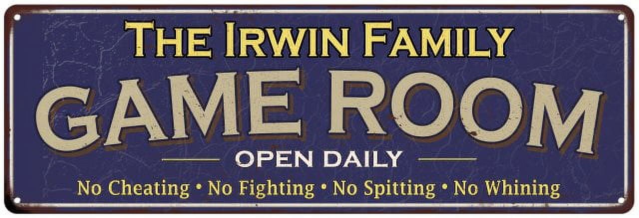 The Irwin Family Blue Game Room Metal 6x18 Sign 106180037350 - Walmart ...