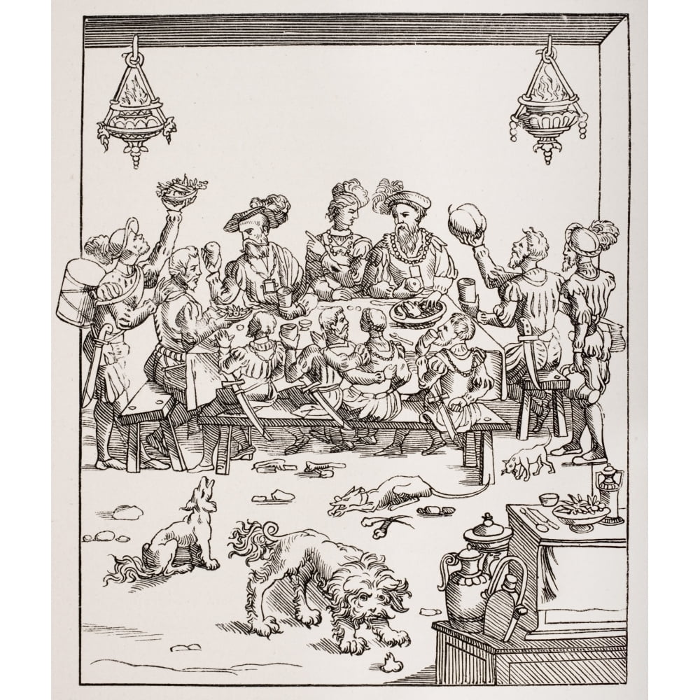 The Issue De Table 19Th Century Reproduction Of Woodcut In The Treatise ...