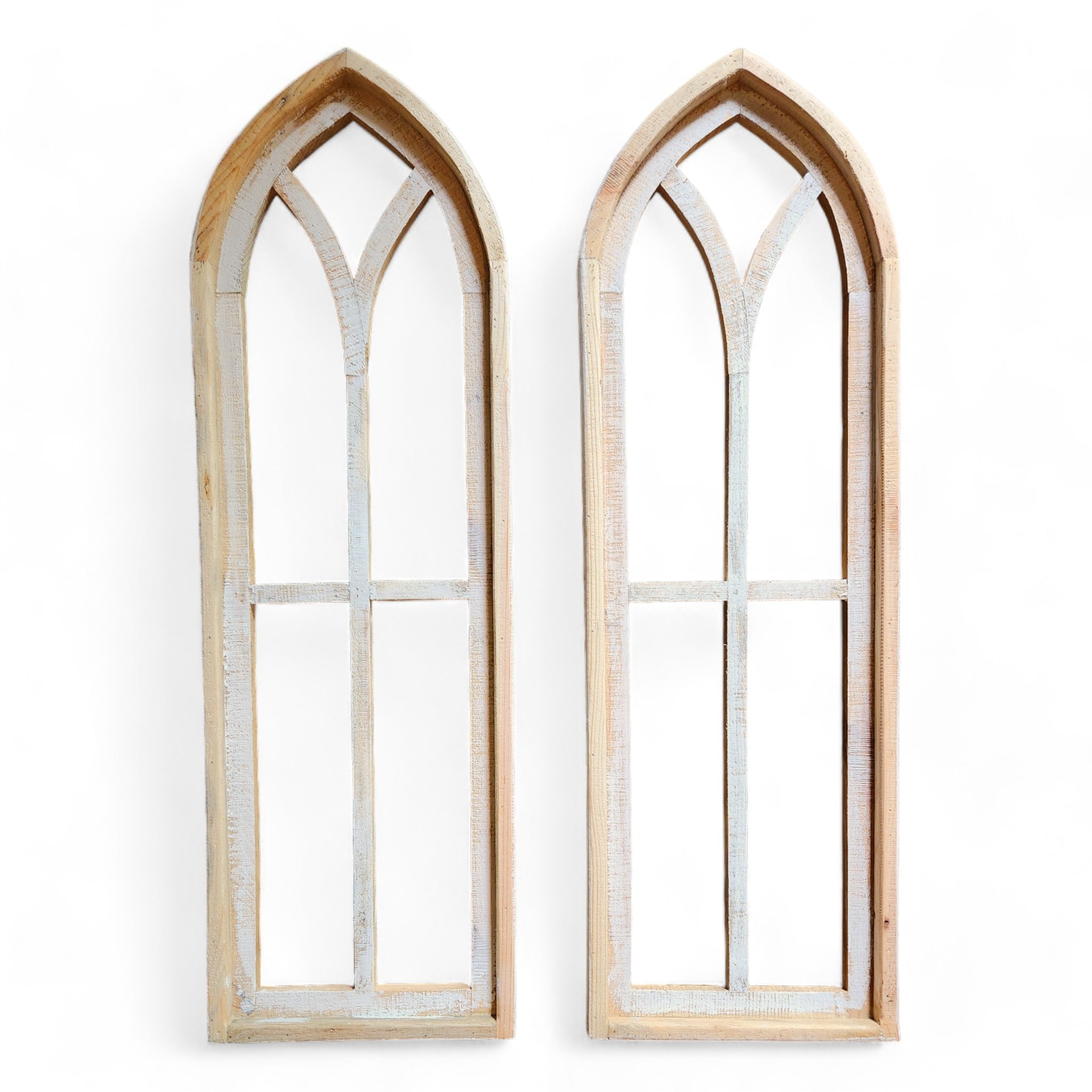 The Ivory Point Farmhouse Wooden Wall Window Arches Set of 2 -3 Sizes ...