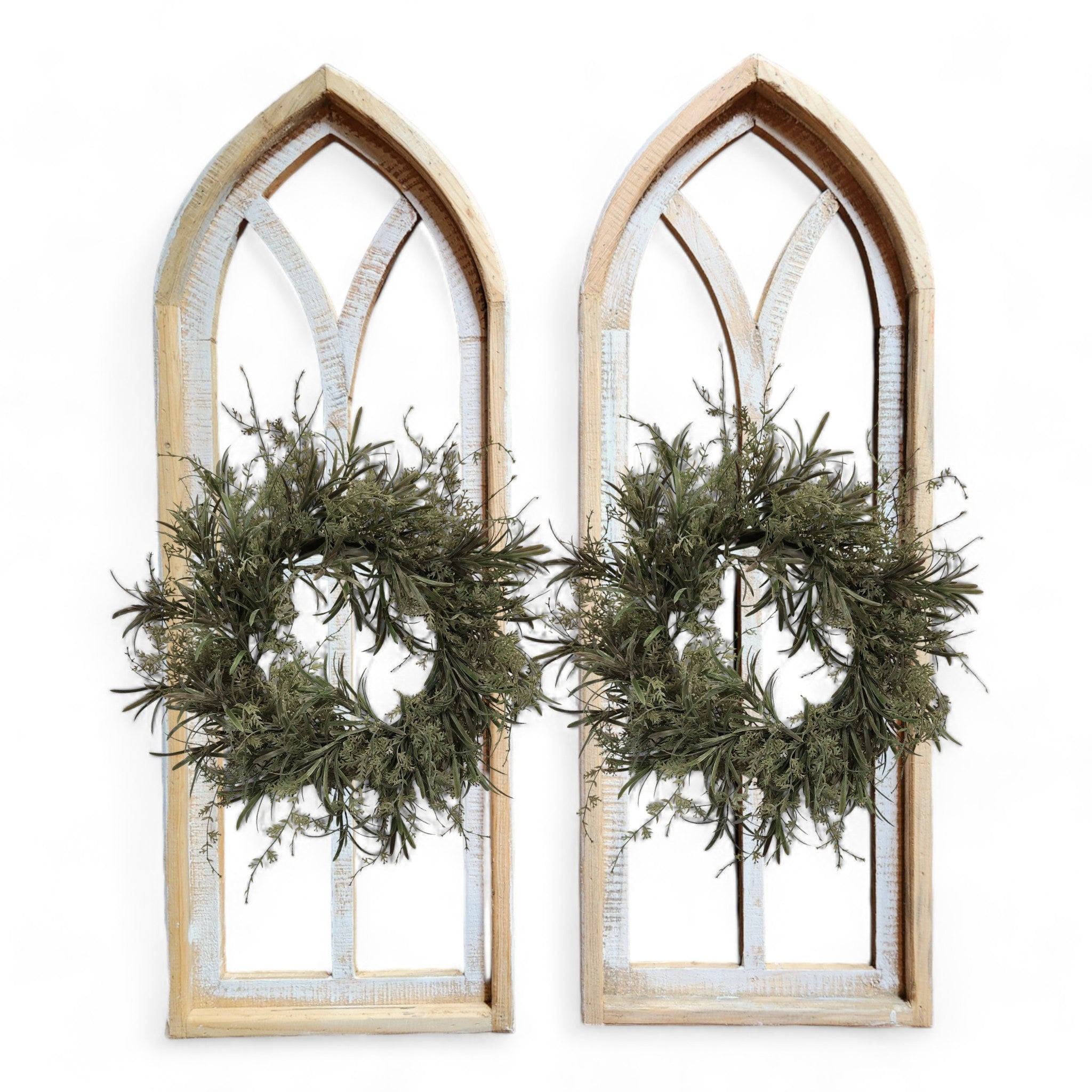 The Ivory Point Farmhouse Wooden Wall Window Arches Set of 2 -3 Sizes ...