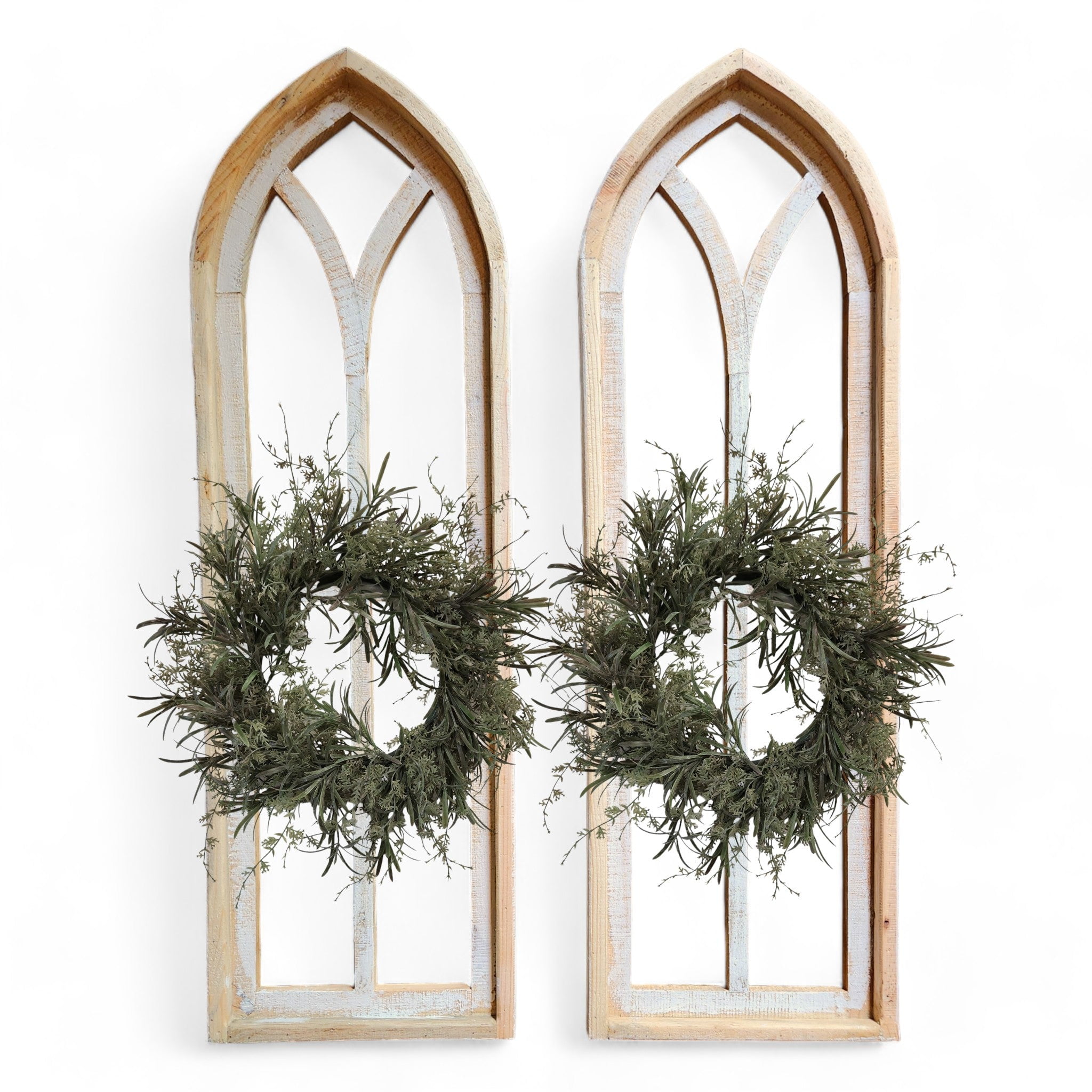 The Ivory Point Farmhouse Wooden Wall Window Arches Set of 2 -3 Sizes ...