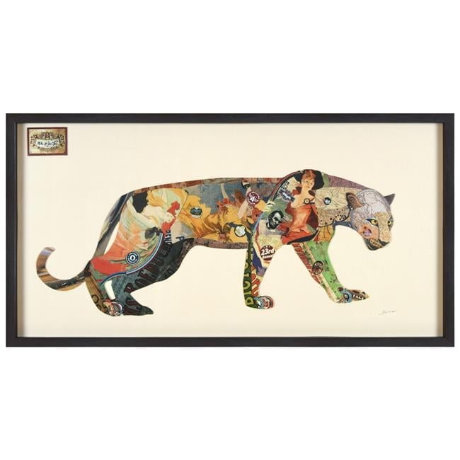 'The Jaguar' Alex Zengs signed hand-made dimensional art collage, under ...