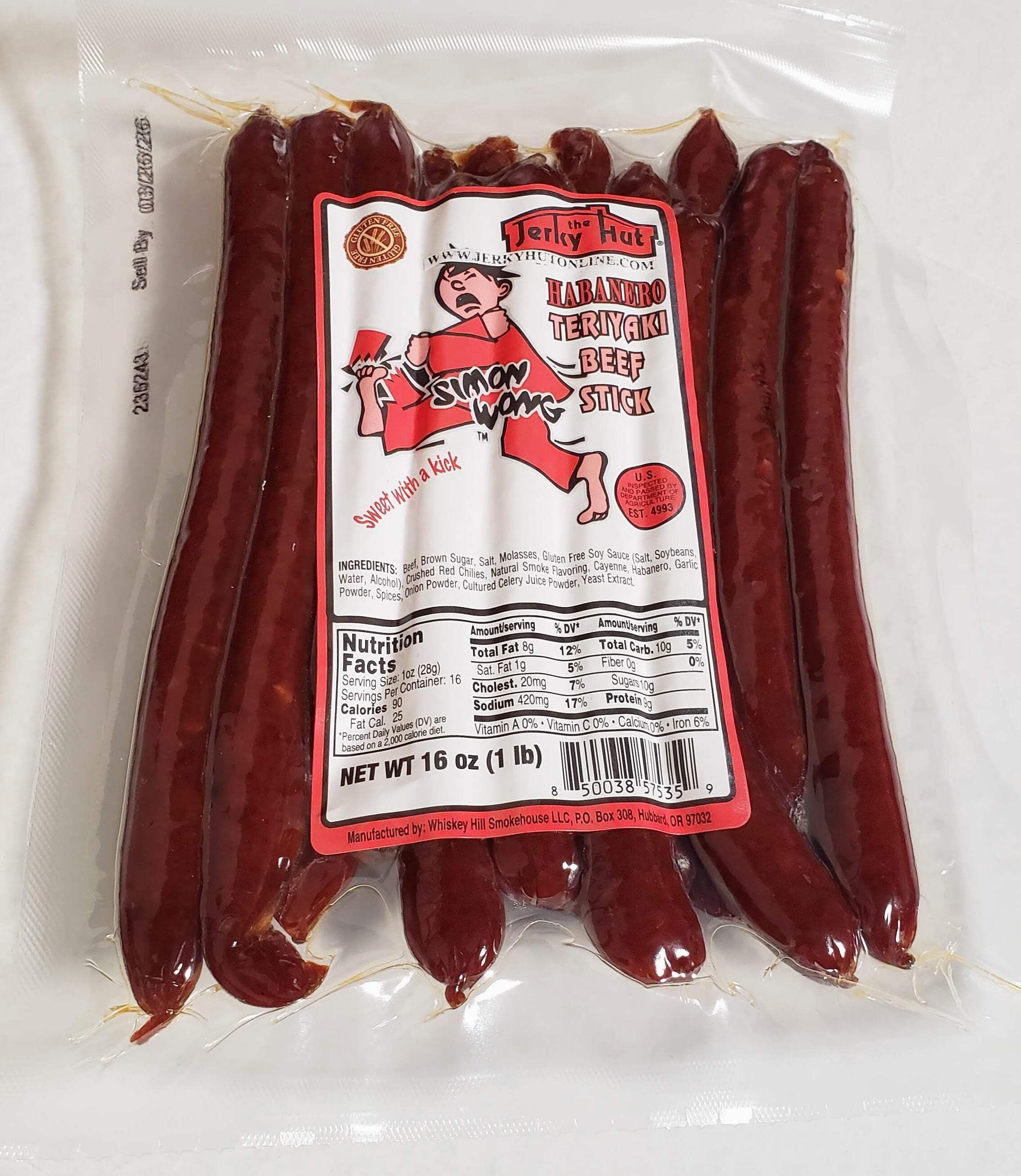 The Jerky Hut Habanero Teriyaki Beef Sticks, Gluten-Free, 1 lb ...