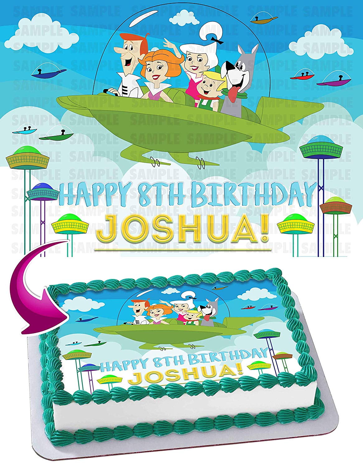 The Jetsons Edible Cake Image Topper Personalized Birthday Party 1/4 ...