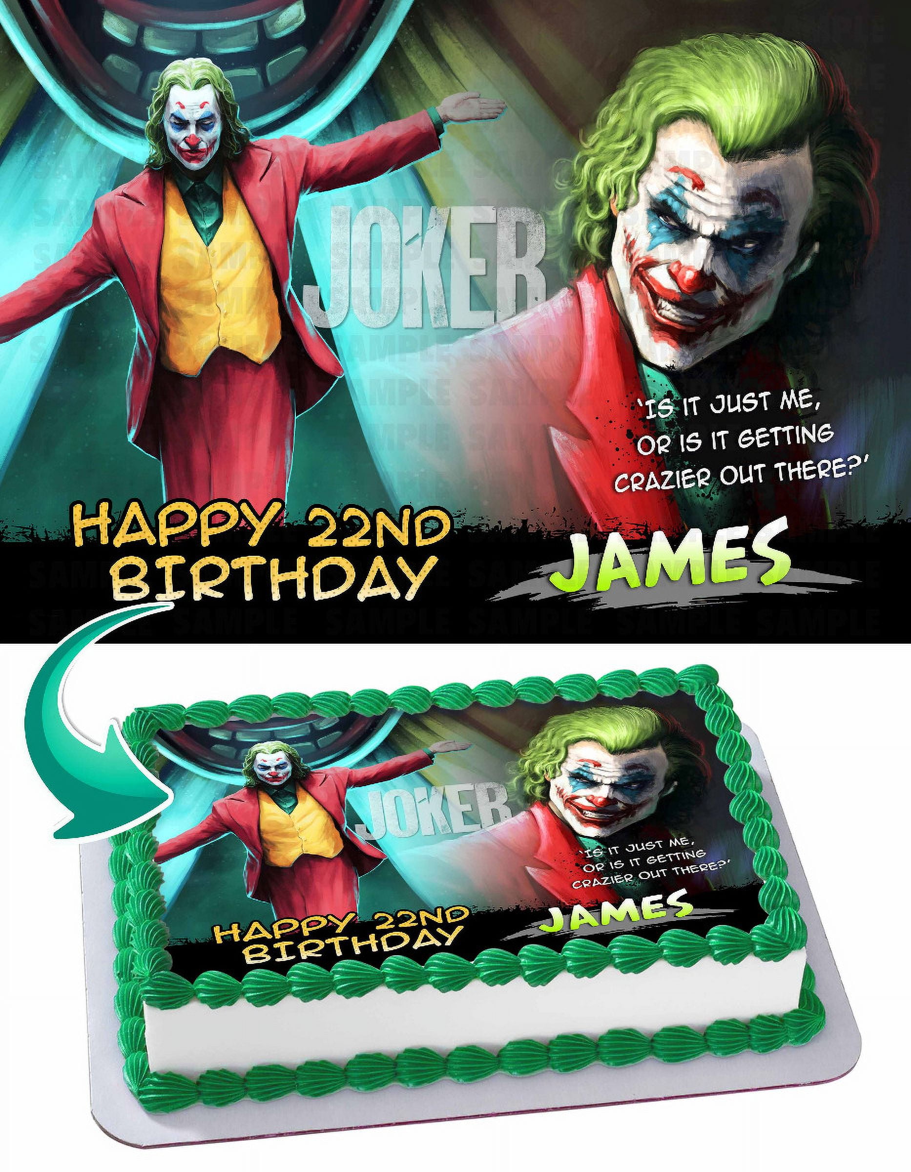 The Joker 2019 Edible Cake Image Topper Personalized Birthday Party 1/4 ...