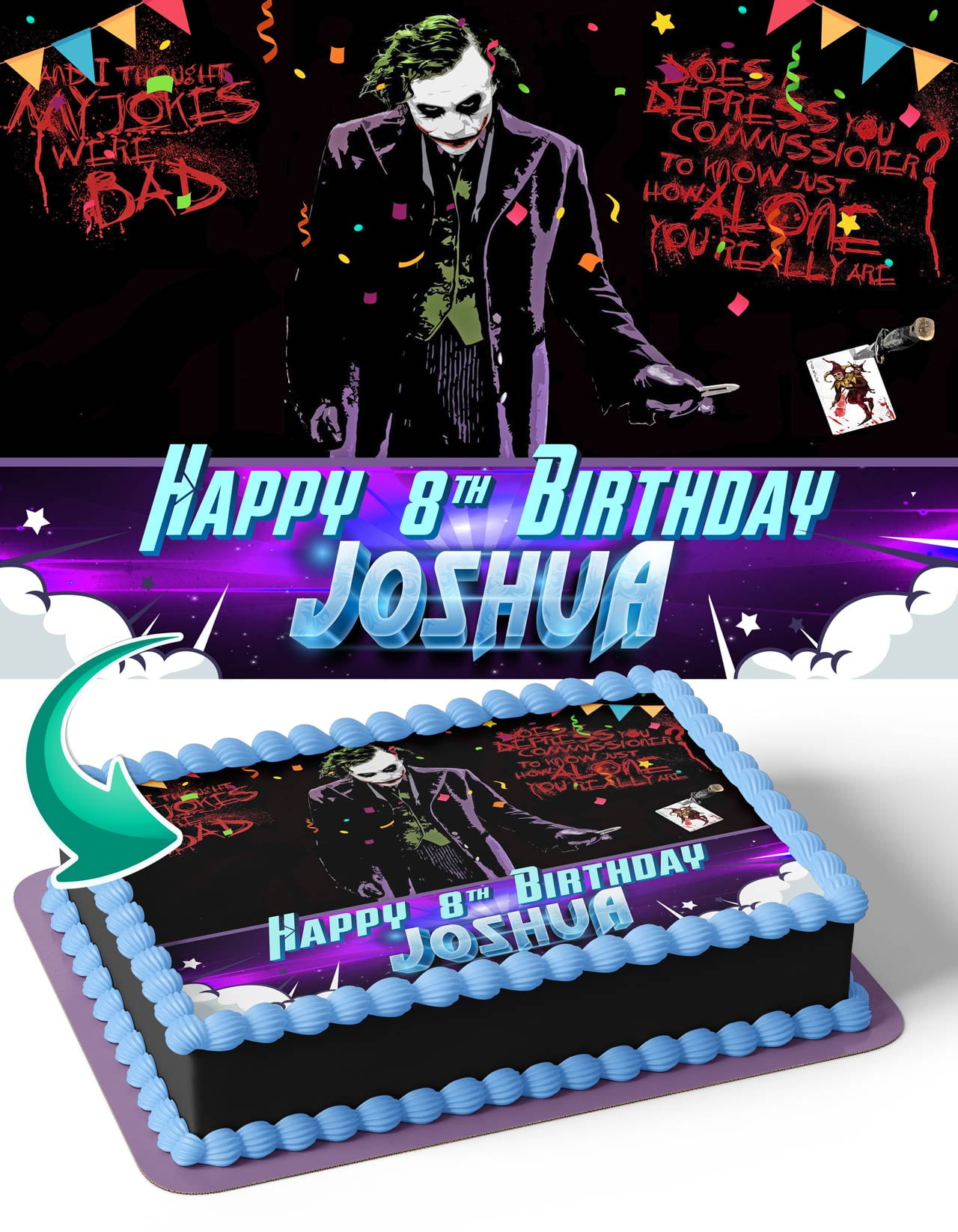 The Joker JK1 Edible Image Cake Topper Personalized Birthday Sheet ...