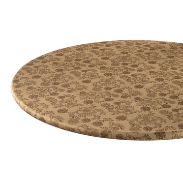 "Round Wood Grain Elastic Table Cover, High Quality Vinyl with Fleece ...