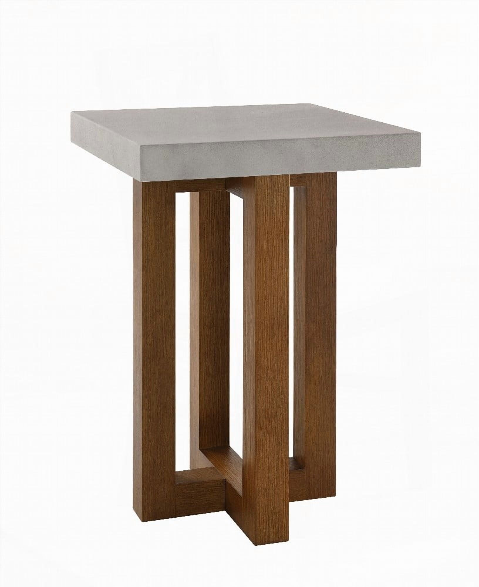The Keven End Table Having a Faux Concrete Top and Walnut Base Design ...