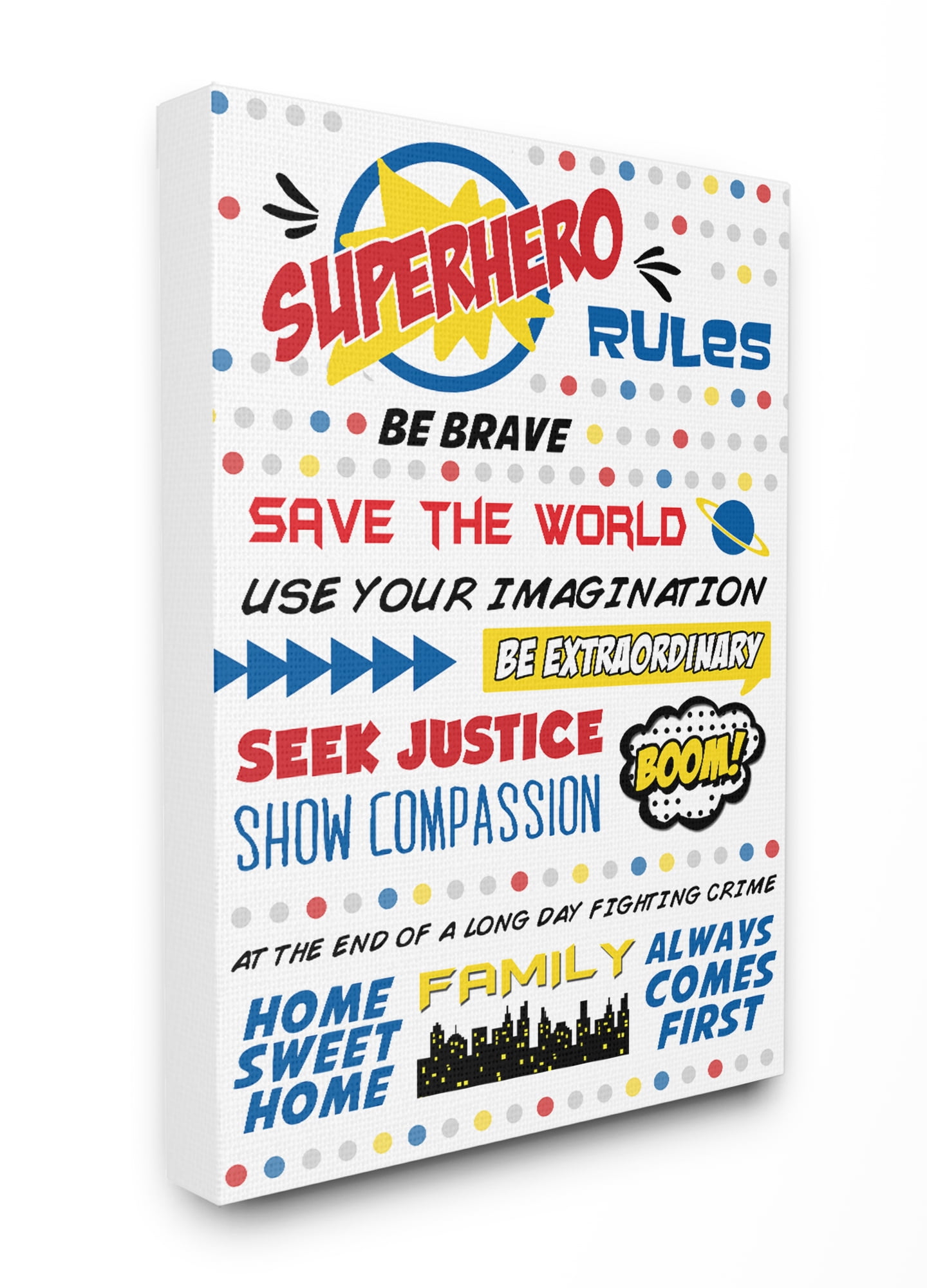 The Kids Room by Stupell Comic Book Dots Super Hero Rules Typography ...