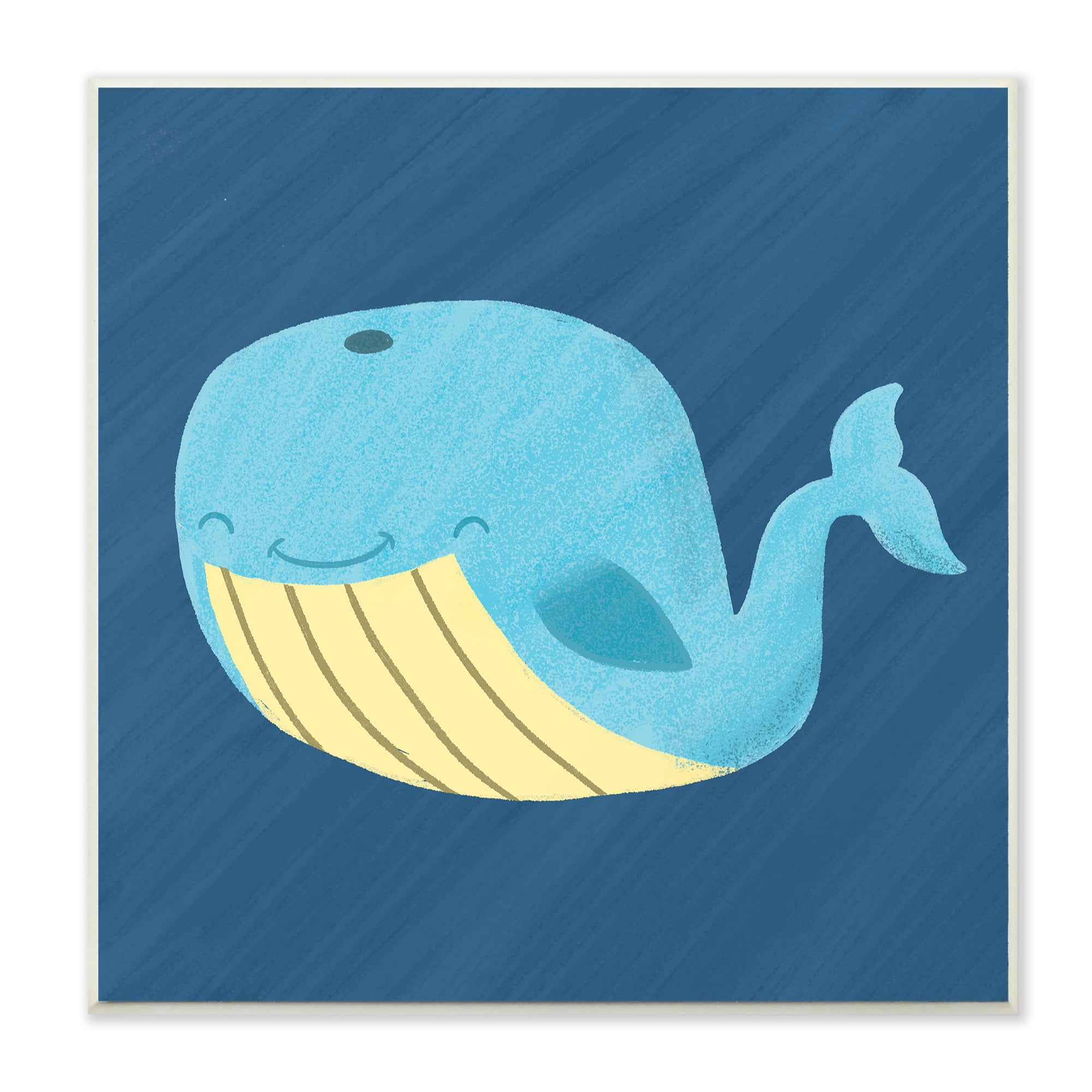 The Kids Room by Stupell Happy Blue Whale on Blue Cartoon Wall Plaque ...