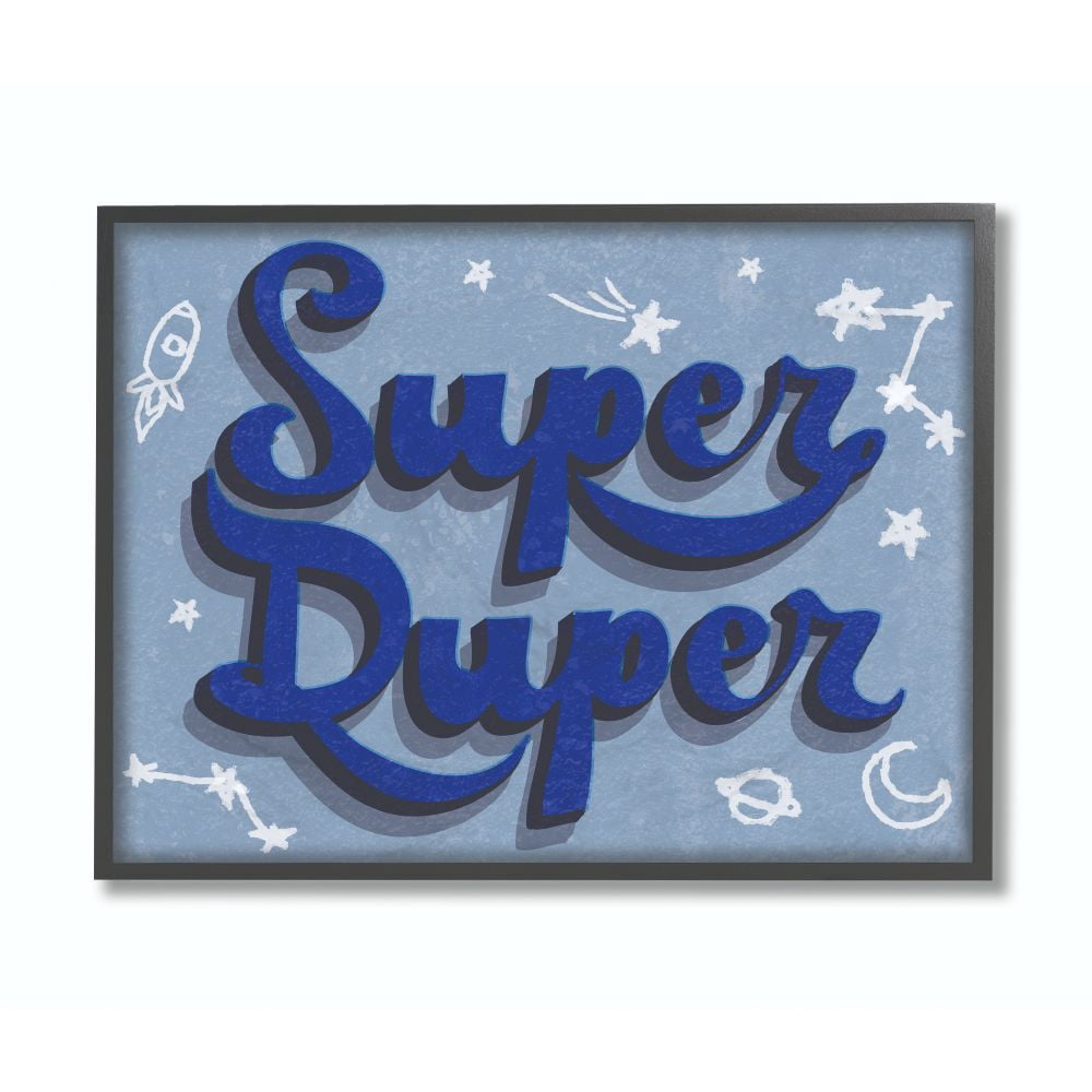 The Kids Room by Stupell Kids Super Duper Word Blue Design Drawing ...
