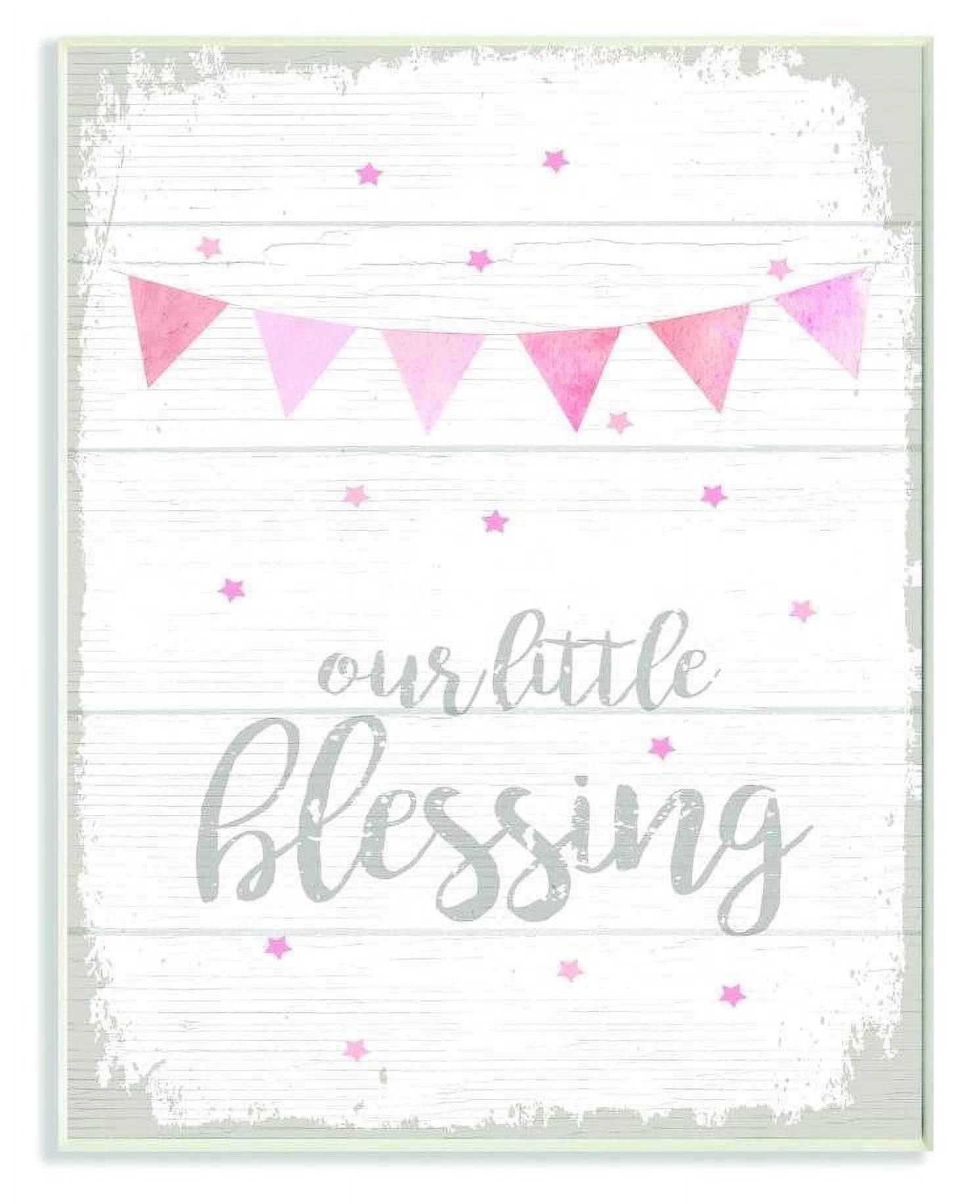 The Kids Room by Stupell Our Little Blessing Pink Kids Word Design Wall ...