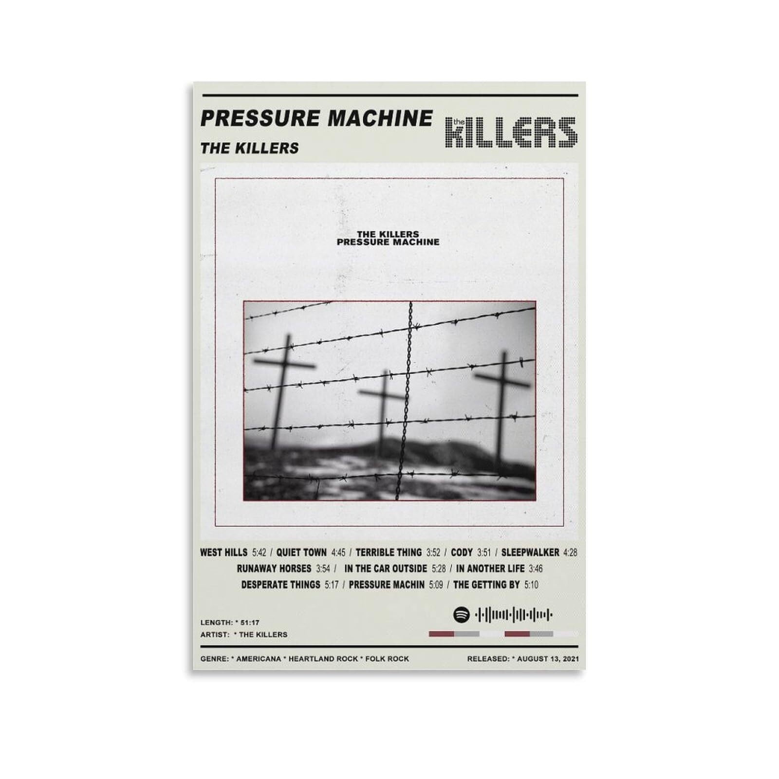The Killers Pressure Machine 90s Music Cover Posters Canvas Poster ...