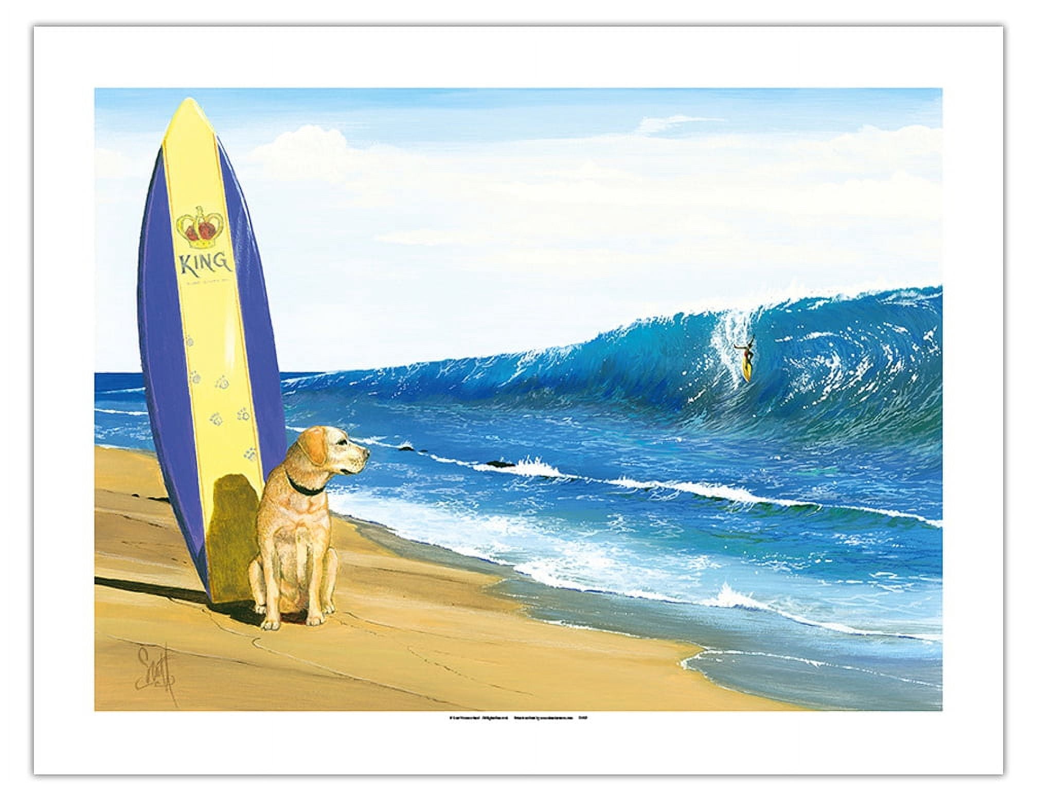 The Kings Beach - Dog with Surfboard - Big Wave Surfer - From an ...