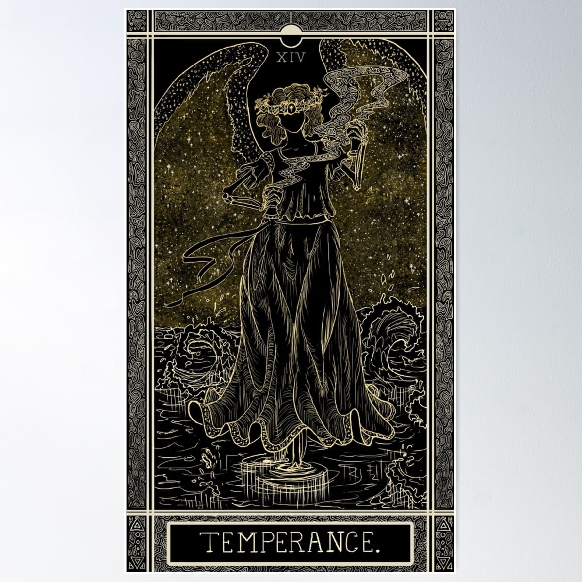 The Kinner Tarot Deck Tarot Card: Temperance Poster Wall Art, Modern Wall Decor For Living Room ...