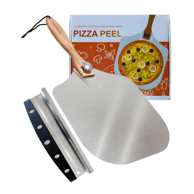 The Kitchyy Pizza Peel. 12 inch Aluminum Pizza Spatula. Pizza Cutter ...