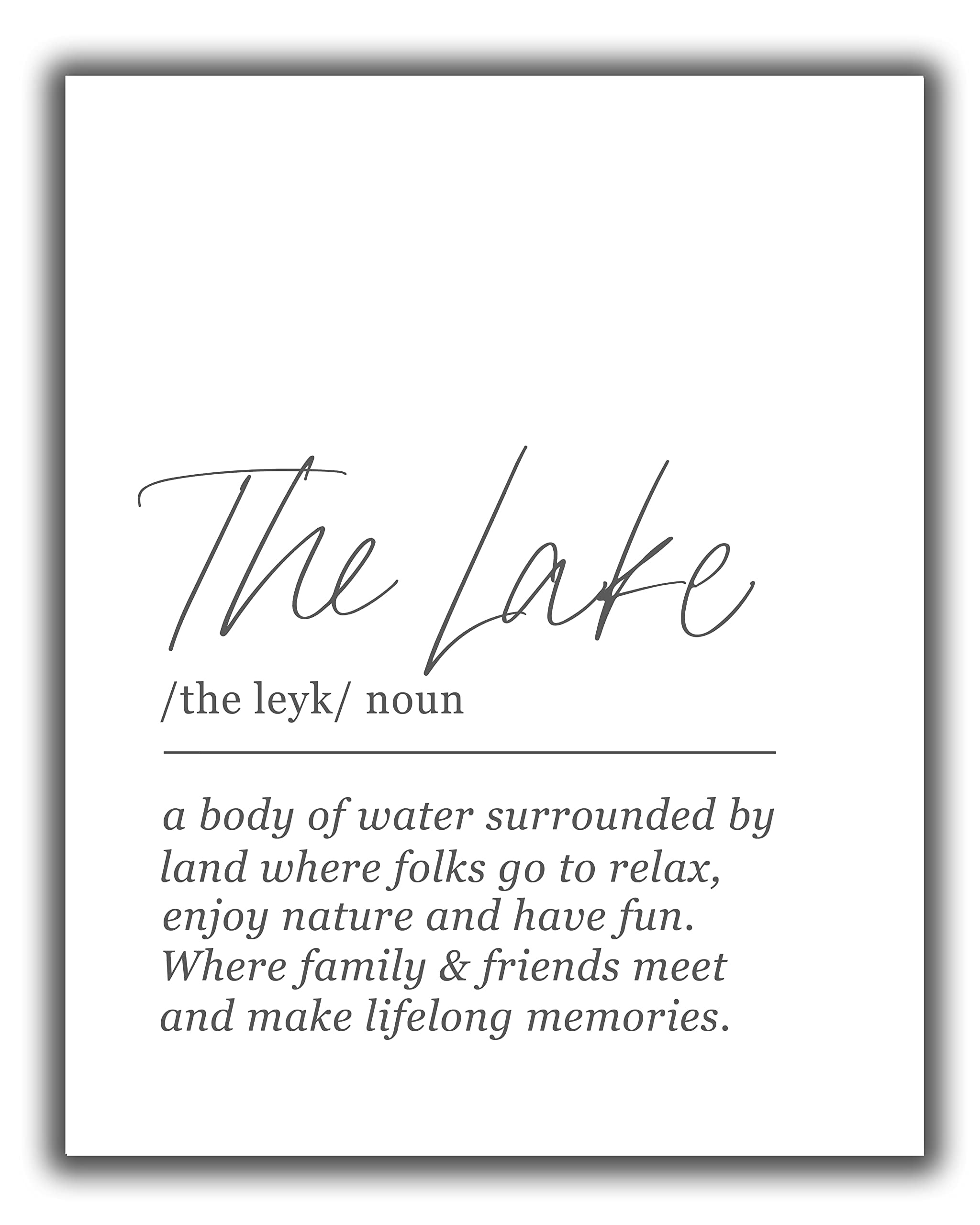 The Lake Definition Word Wall Art Print. 11x14 UNFRAMED Black and White ...
