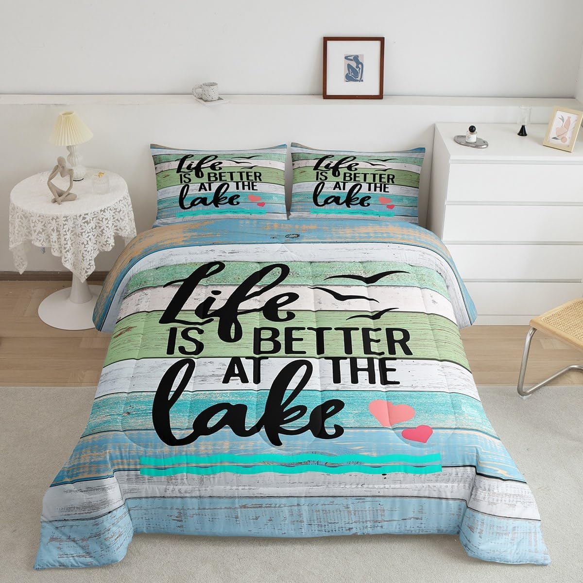The Lake House Comforter Set Vintage Paddle Farmhouse Bedding Set Lake ...