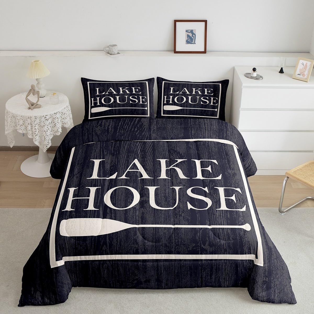 The Lake House Comforter Set Vintage Paddle Farmhouse Bedding Set Lake ...