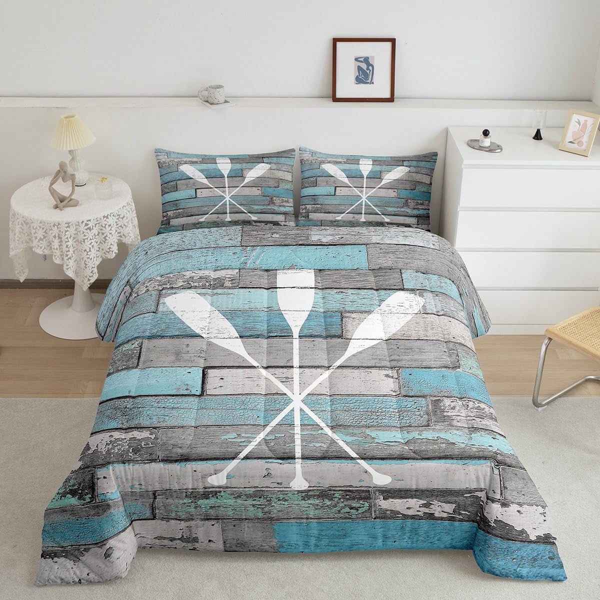 The Lake House Comforter Set Vintage Paddle Farmhouse Bedding Set Lake ...