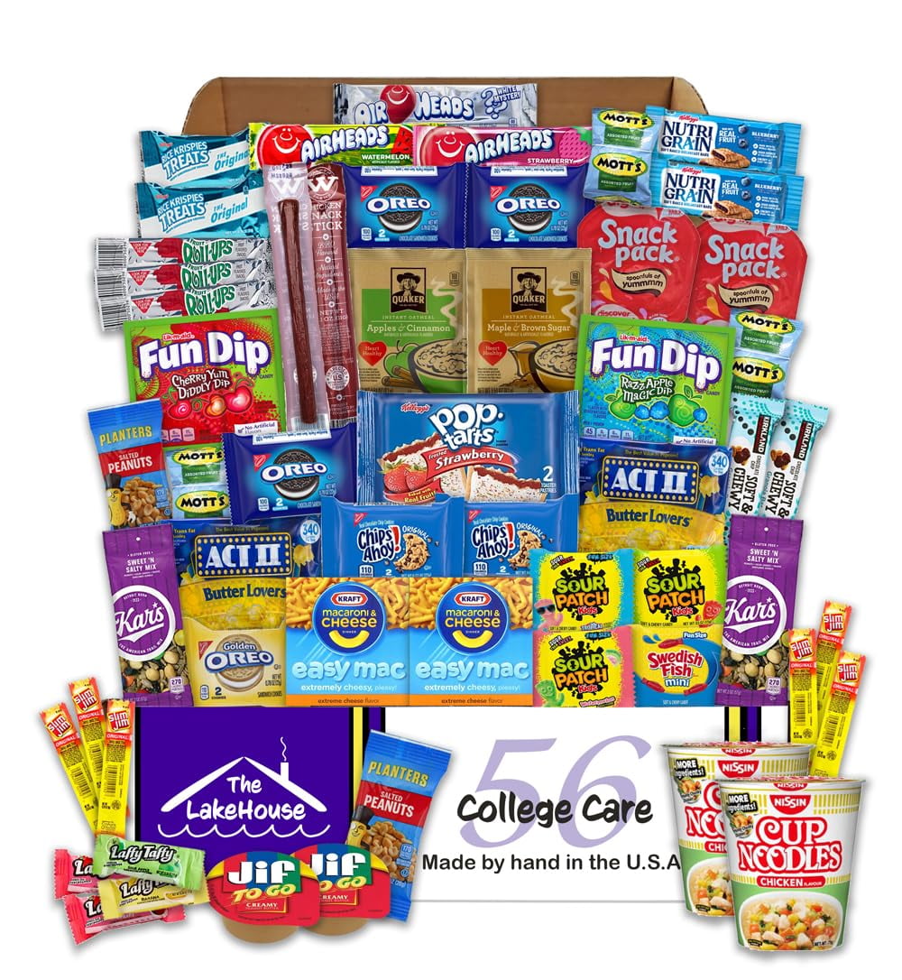 The LakeHouse Student (56 Count) Ultimate College Care Package - Snack ...