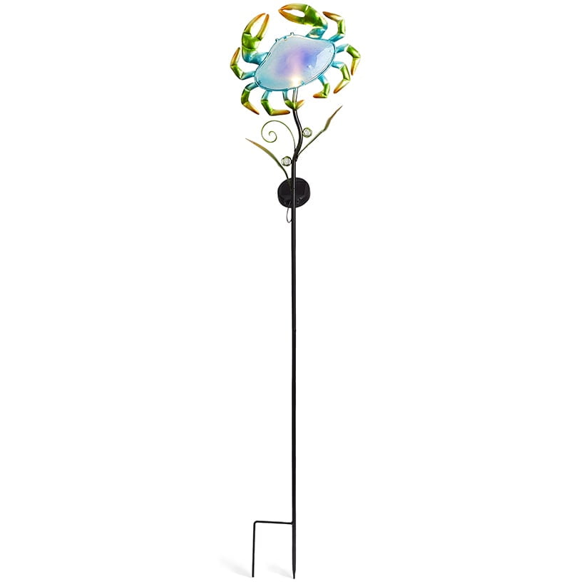 The Lakeside Collection 40.5" Coastal Solar Stake Crab Theme Metal with ...