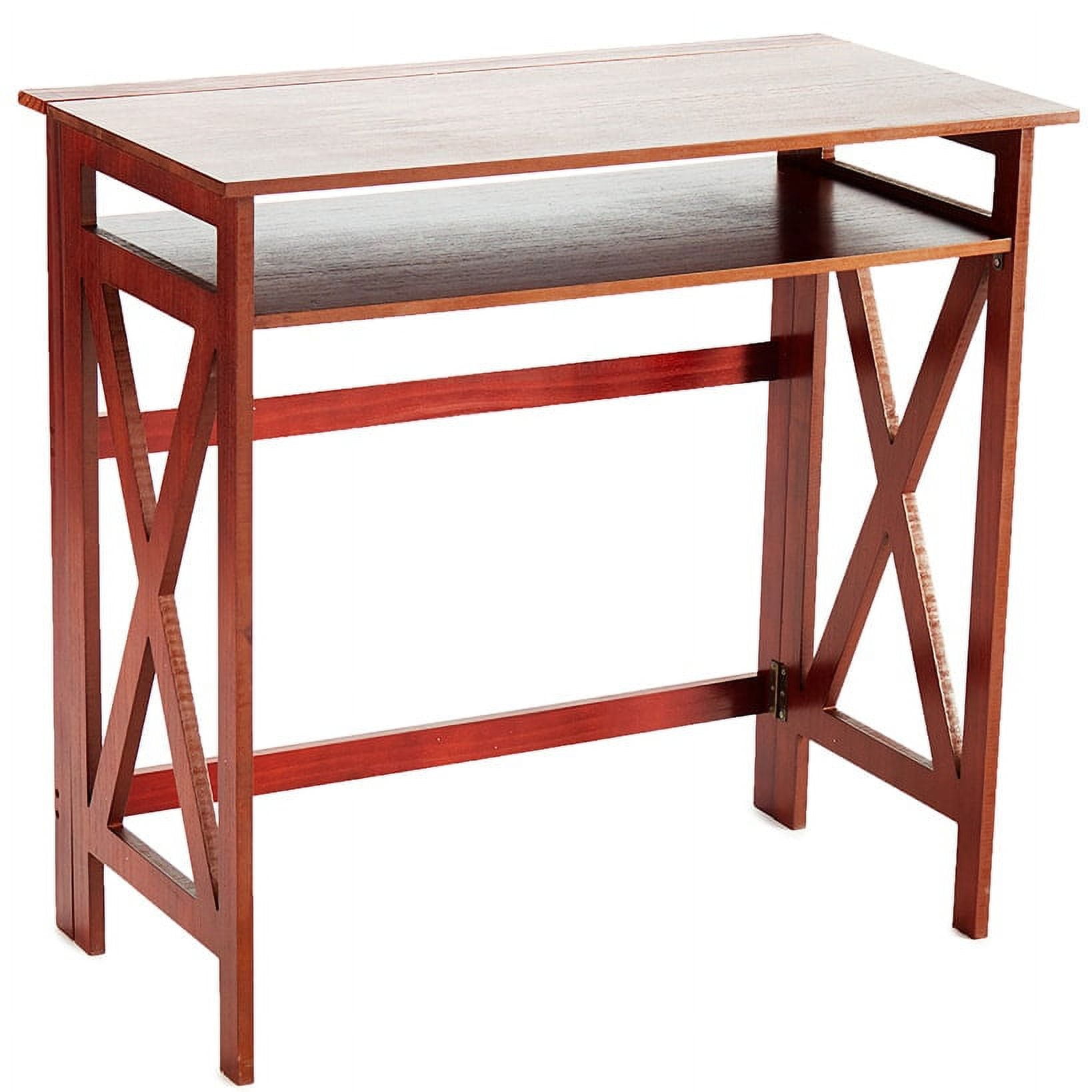 The Lakeside Collection Home Office Folding Desk with Shelf, Walnut ...