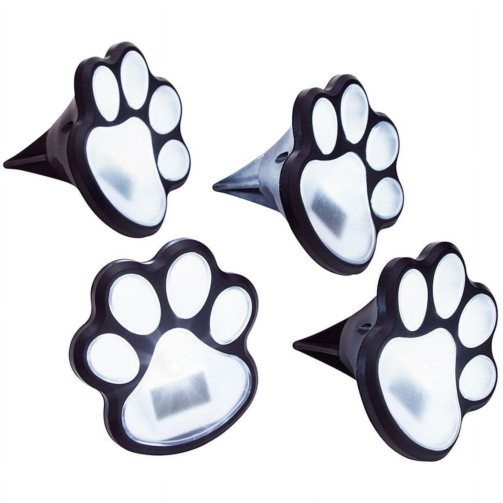The Lakeside Collection Solar-Powered Paw Print Pathway Lights, 4 Pack ...