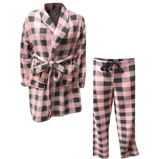 The Lakeside Collection Womens Soft Pink and Gray Buffalo Plaid Print ...