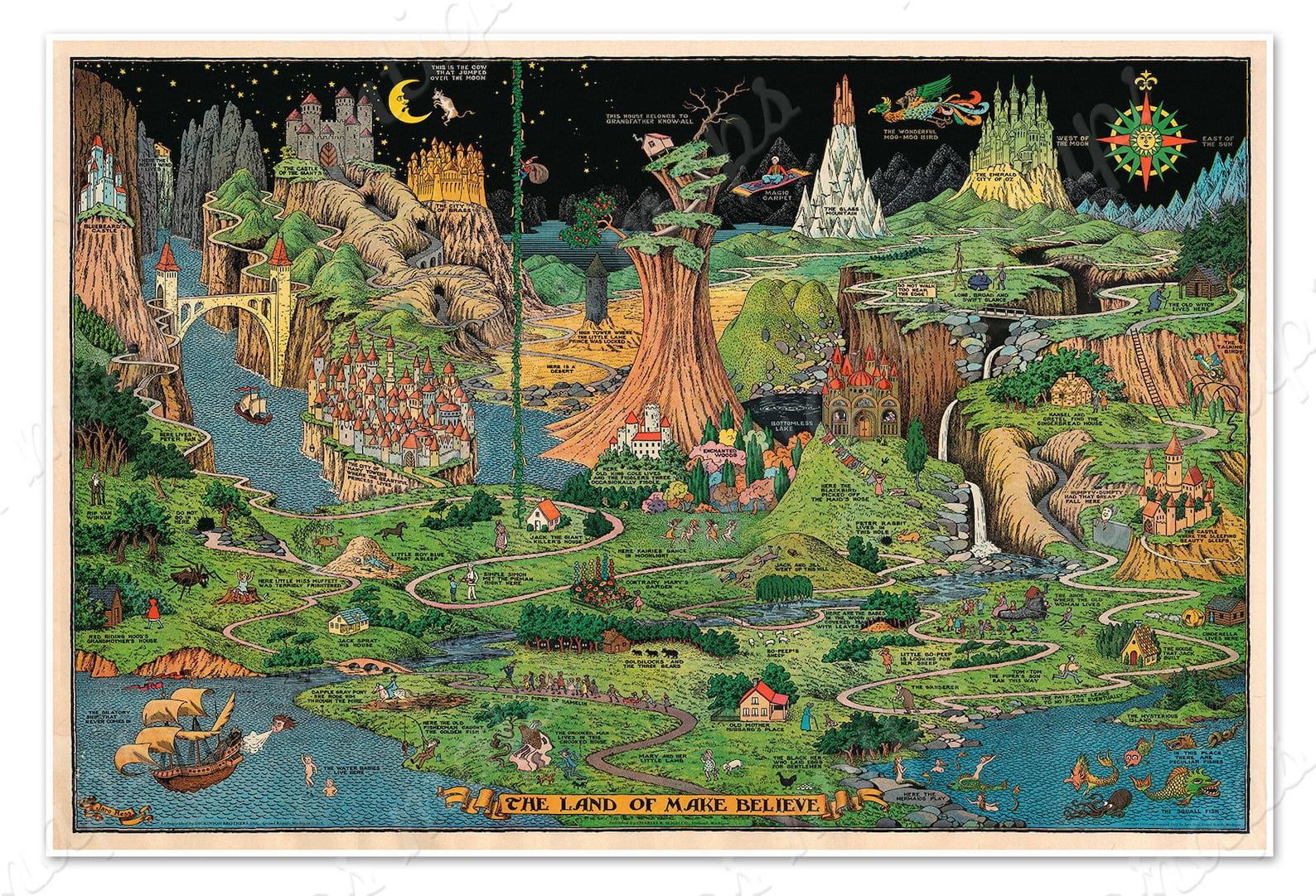 The Land of Make Believe Fairy Tale Map circa 1933 | Children's Art ...