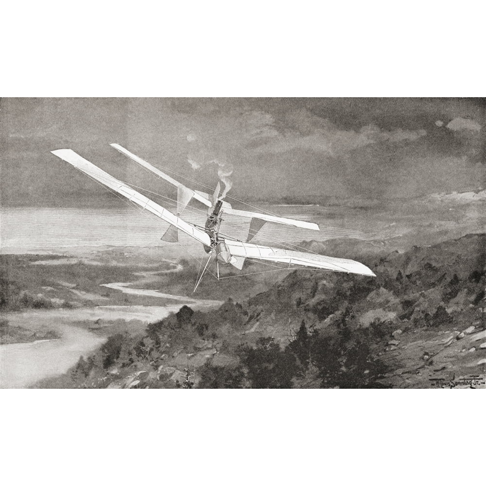 The Langley Aerodrome Flying Machine In Flight In The 19Th Century ...
