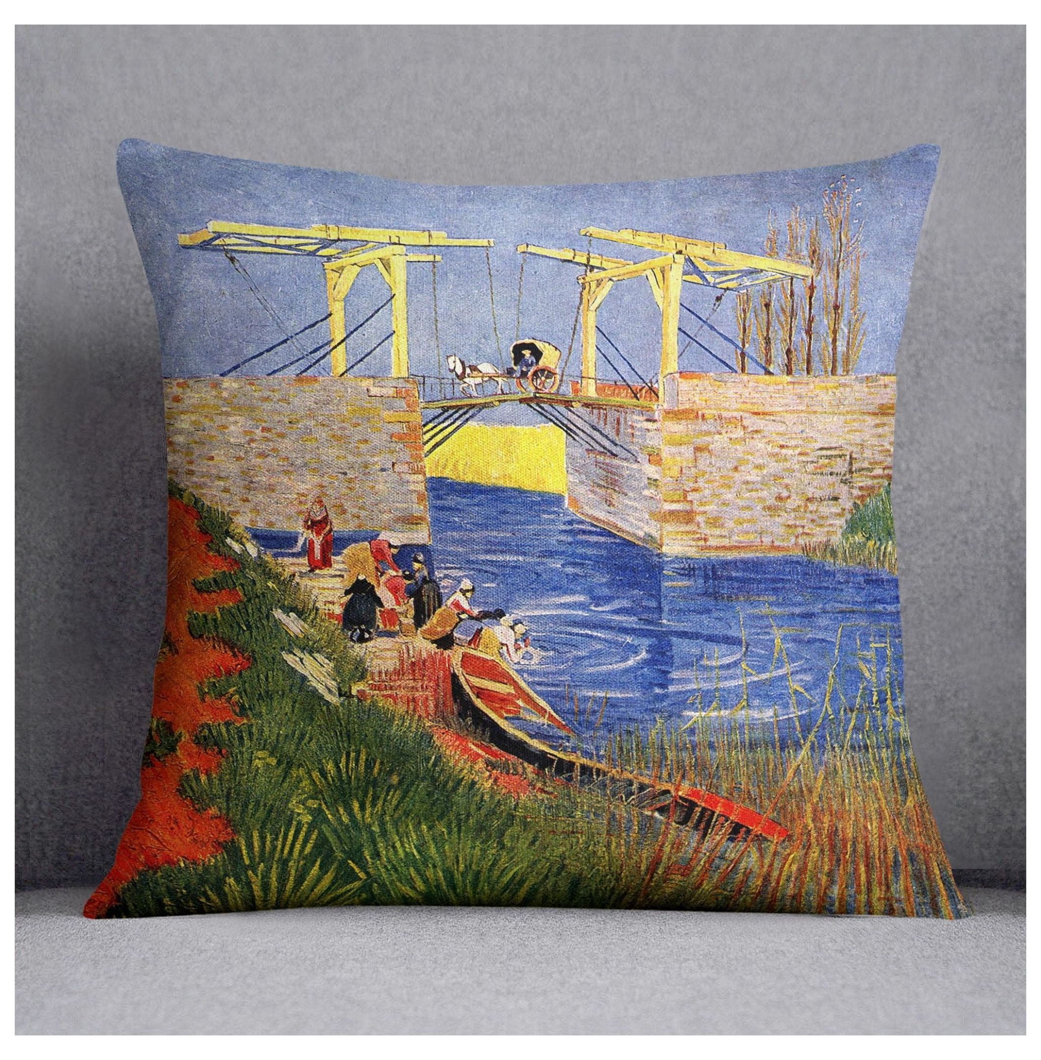 The Langlois Bridge at Arles with Women Washing by Van Gogh Cushion ...