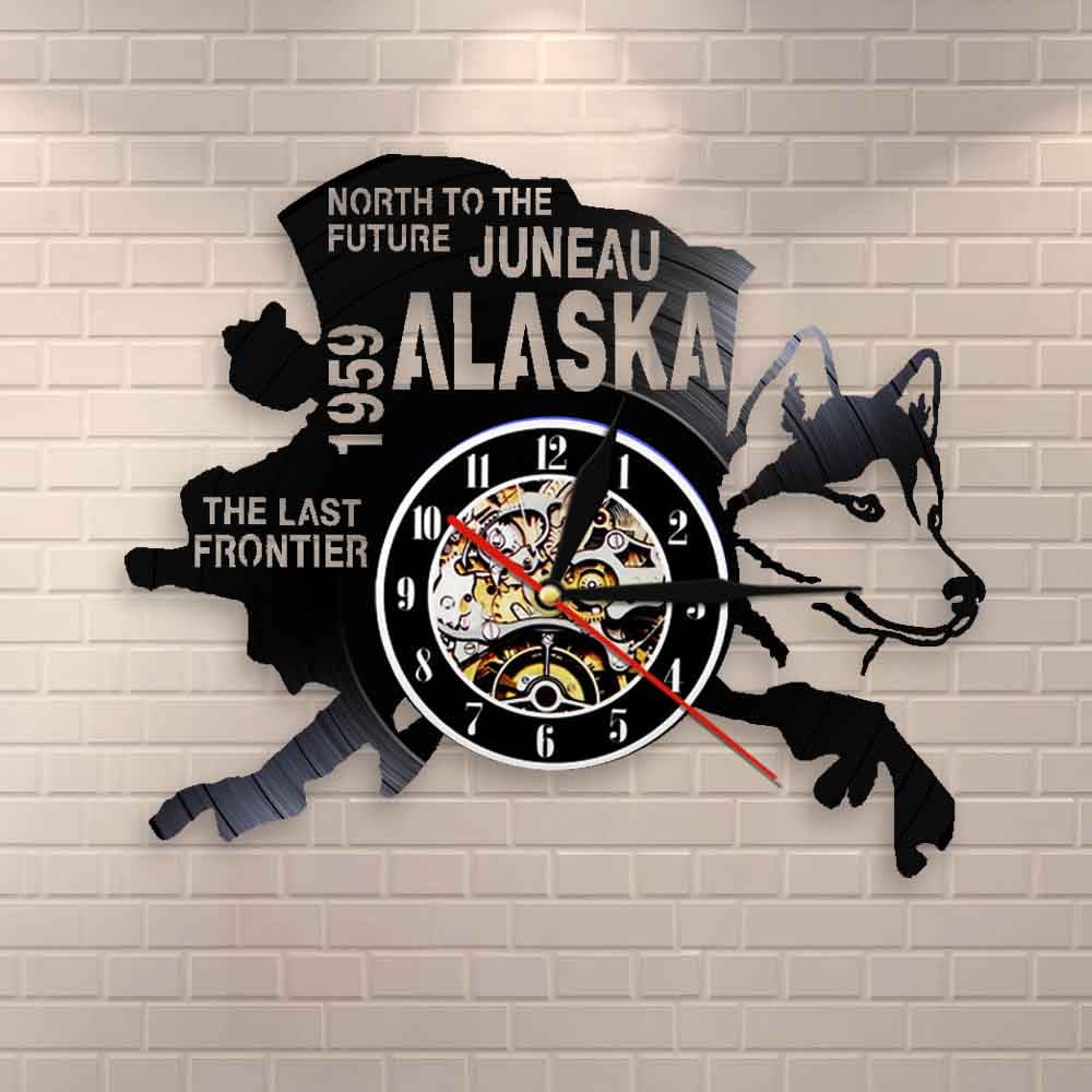 The Last Frontier Alaska Decor USA Cityscape Vinyl Record Clock North ...