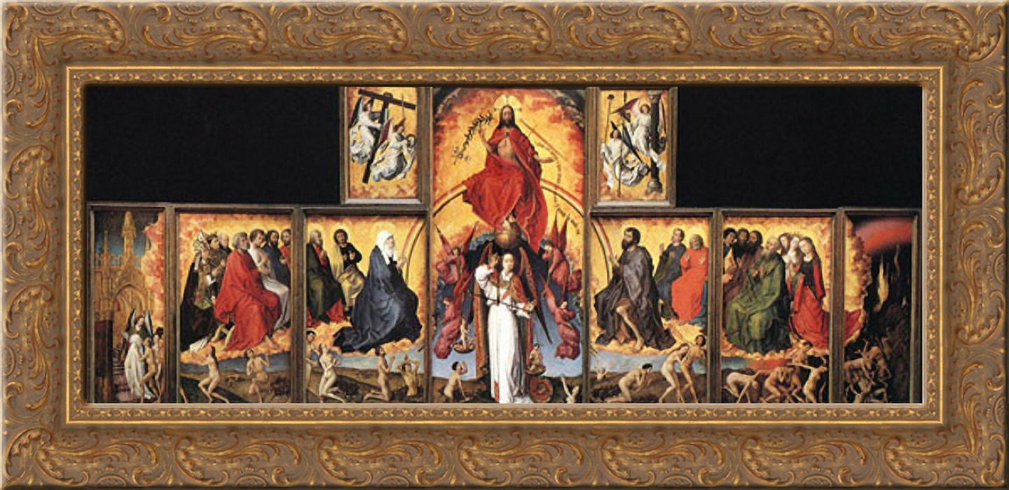 The Last Judgement Polyptych 24x15 Gold Ornate Wood Framed Canvas Art ...