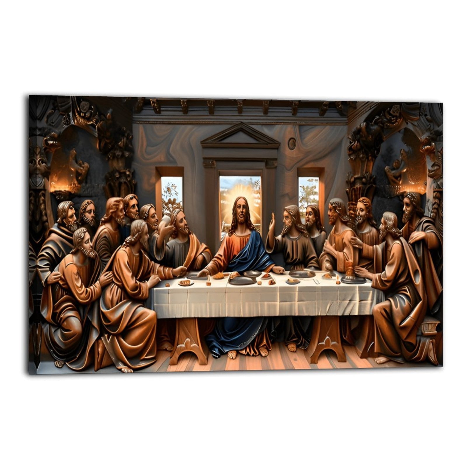 The Last Supper Church Poster Wrapped Wooden Frame Wall Decor,,Canvas ...