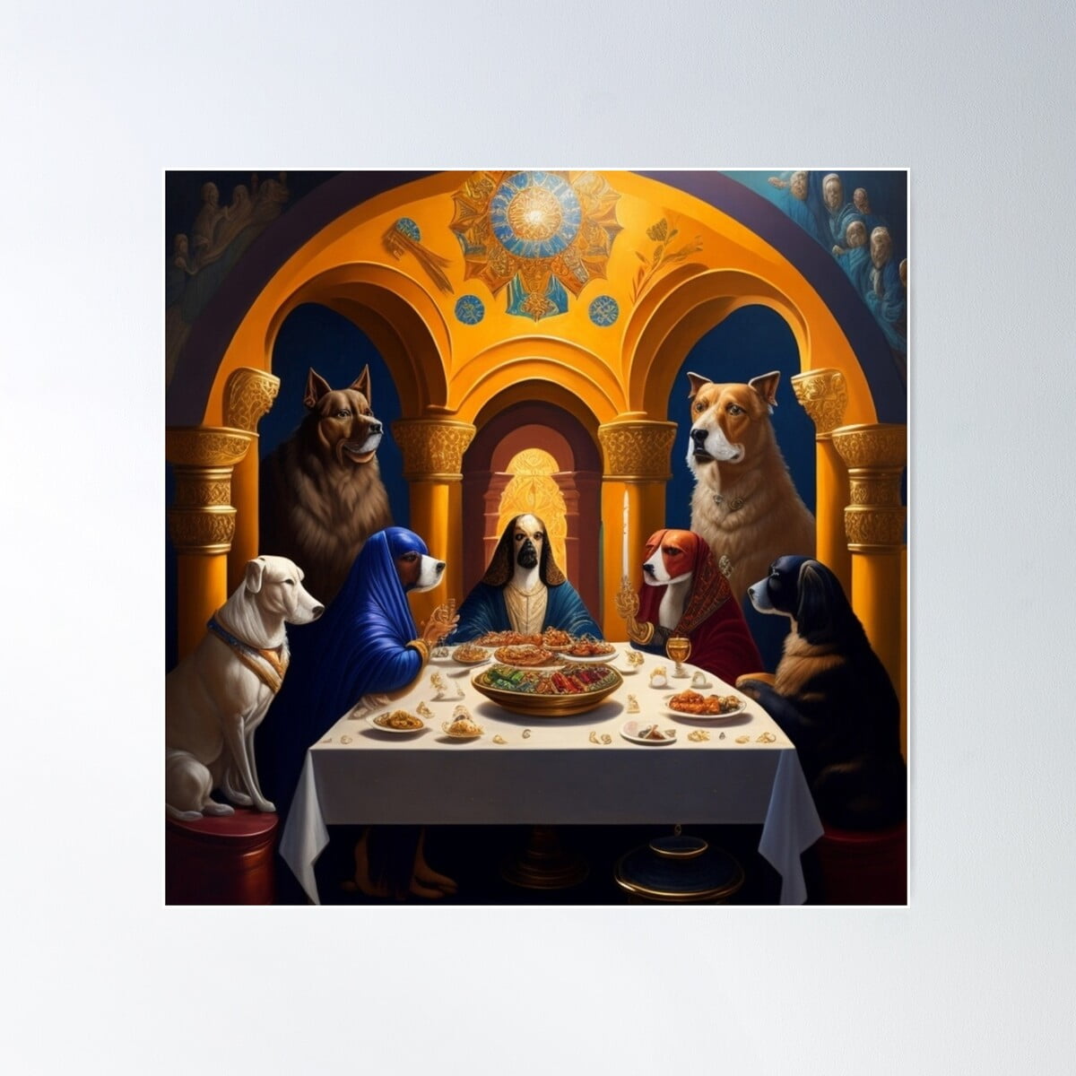 The Last Supper Funny Dog Breeds Artwork Poster Wall Art, Modern Wall ...