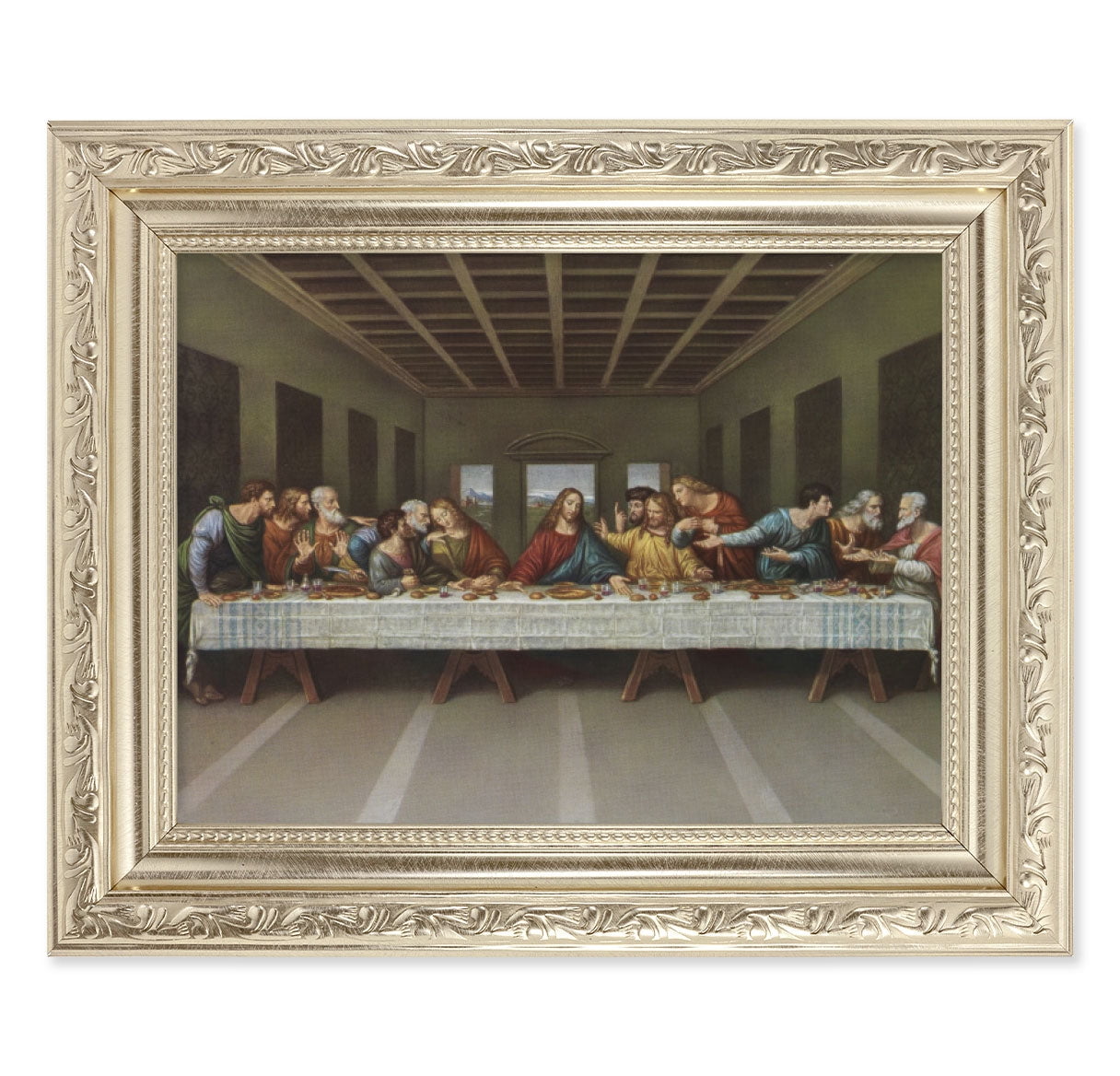 The Last Supper Picture Framed Wall Art Decor Medium, Antique Silver ...