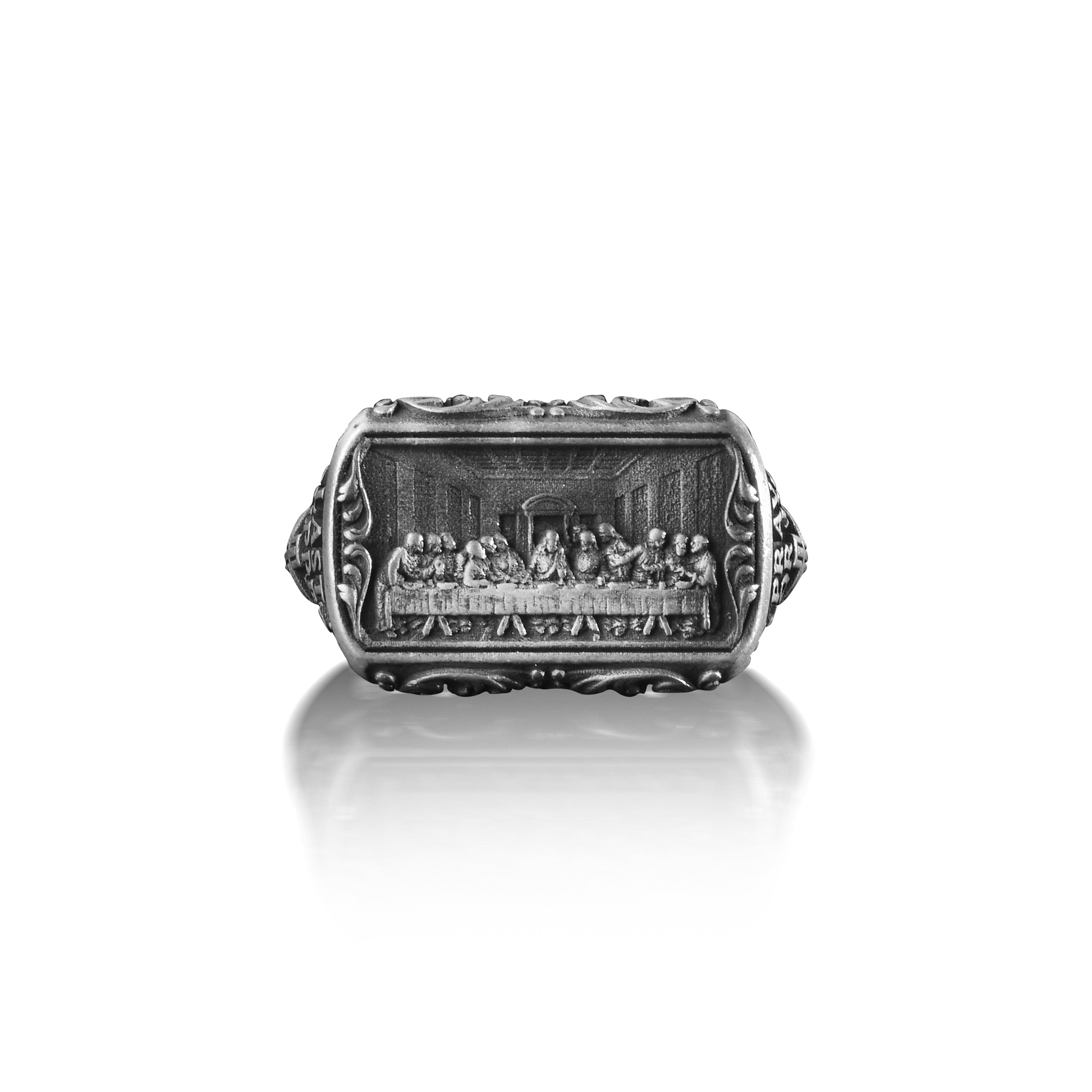 The Last Supper Signet Ring for Men in Sterling Silver , Jesus Christ ...