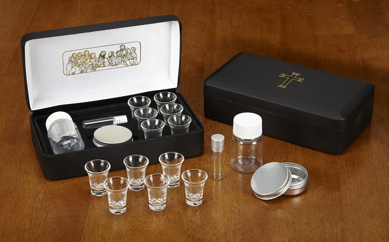 The Last Supper Six (6) Cup Travel Portable Communion Set in Leather ...