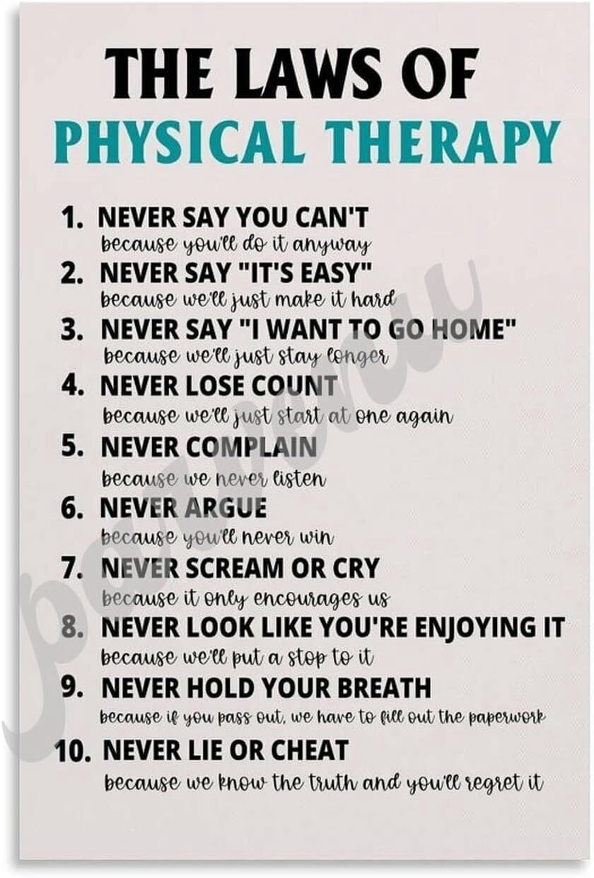 The Laws of Physical Therapy Poster Physical Therapist Quotes Poster (3 ...