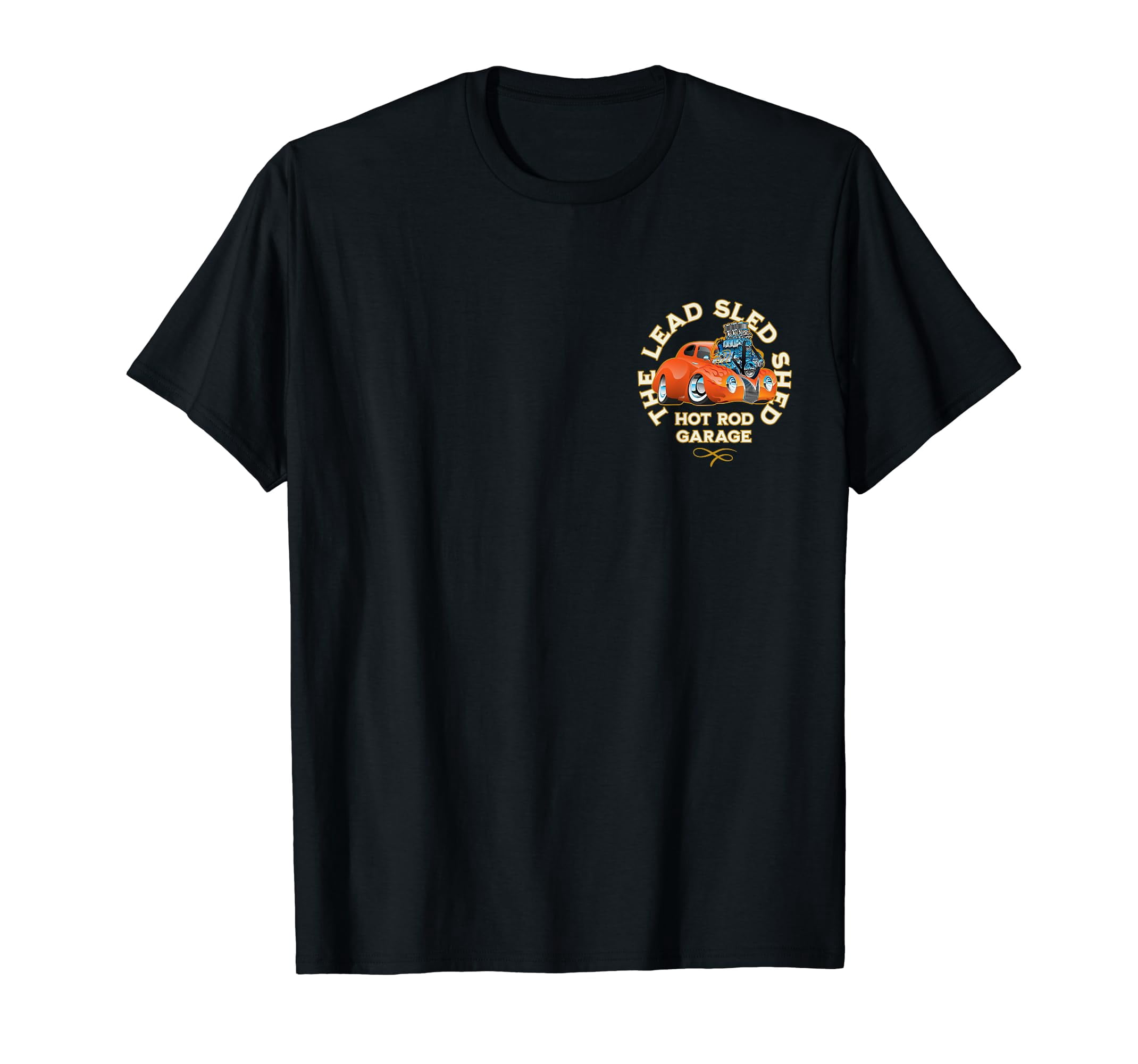 The Lead Sled Shed Vintage Car Hot Rod Garage Cartoon Design T-Shirt ...