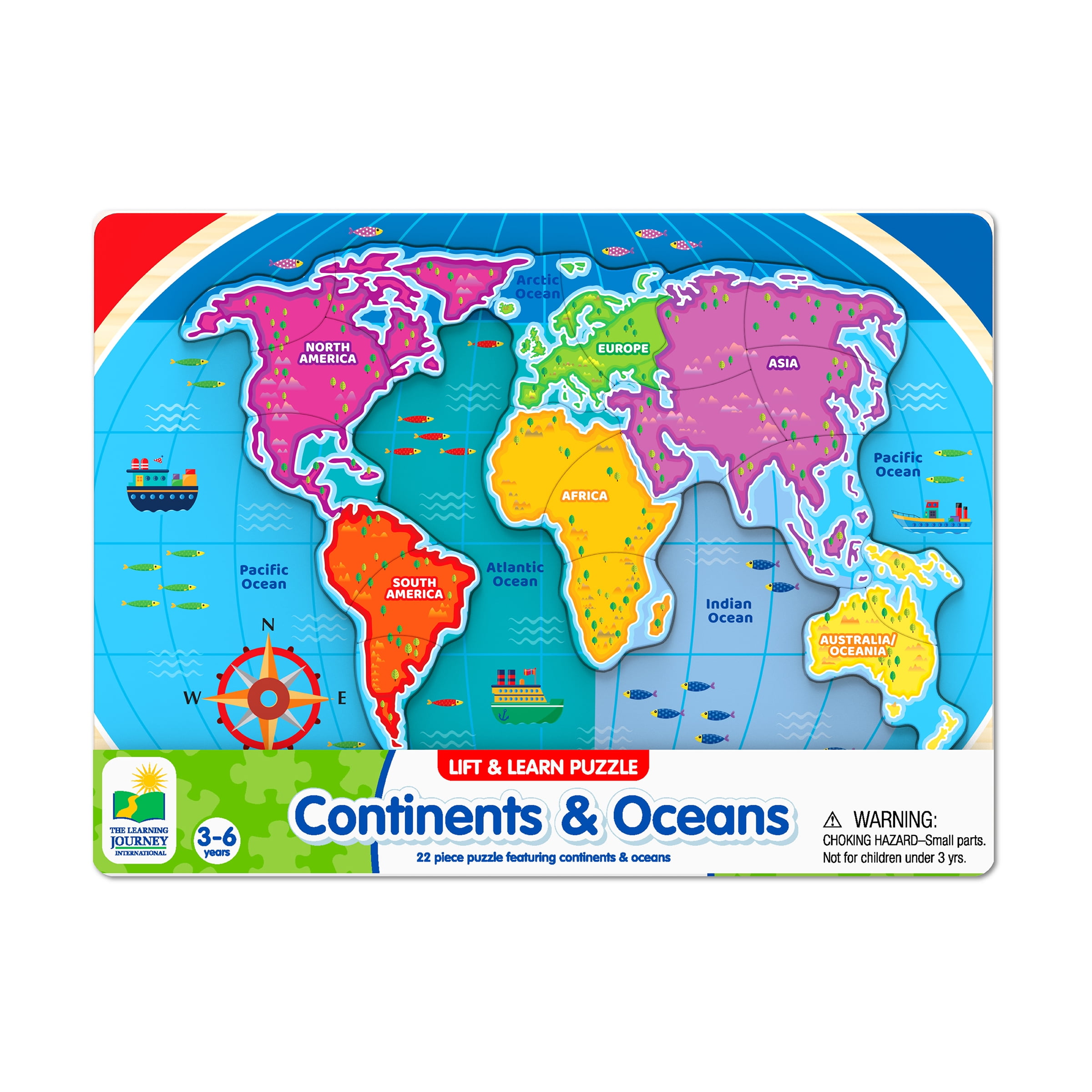 The Learning Journey Lift & Learn Puzzle - Continents & Oceans: 22 Pcs ...