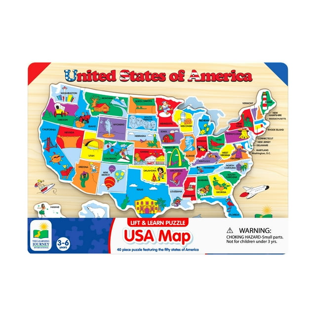 The Learning Journey Lift & Learn Puzzle - USA Map: 40 Pcs - Walmart.com