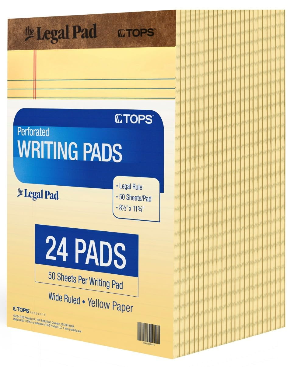The Legal Pads 8.5 X 11 - Pack of 24 Yellow Wide Ruled Notepads - 50 ...